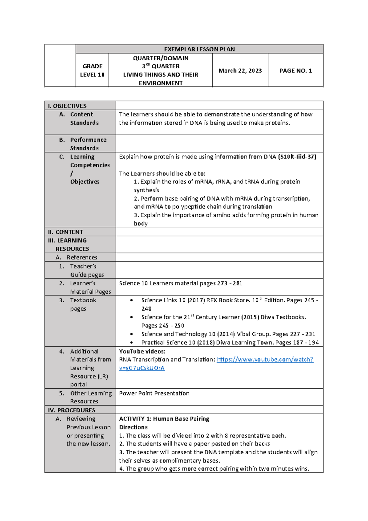 638669177-1-8-RNA-Transcription-and-Translation - EXEMPLAR LESSON PLAN ...