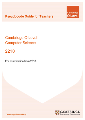0478 pseudocode guide 2017 - Pseudocode Guide for Teachers Cambridge IGCSE ® Computer Science ...