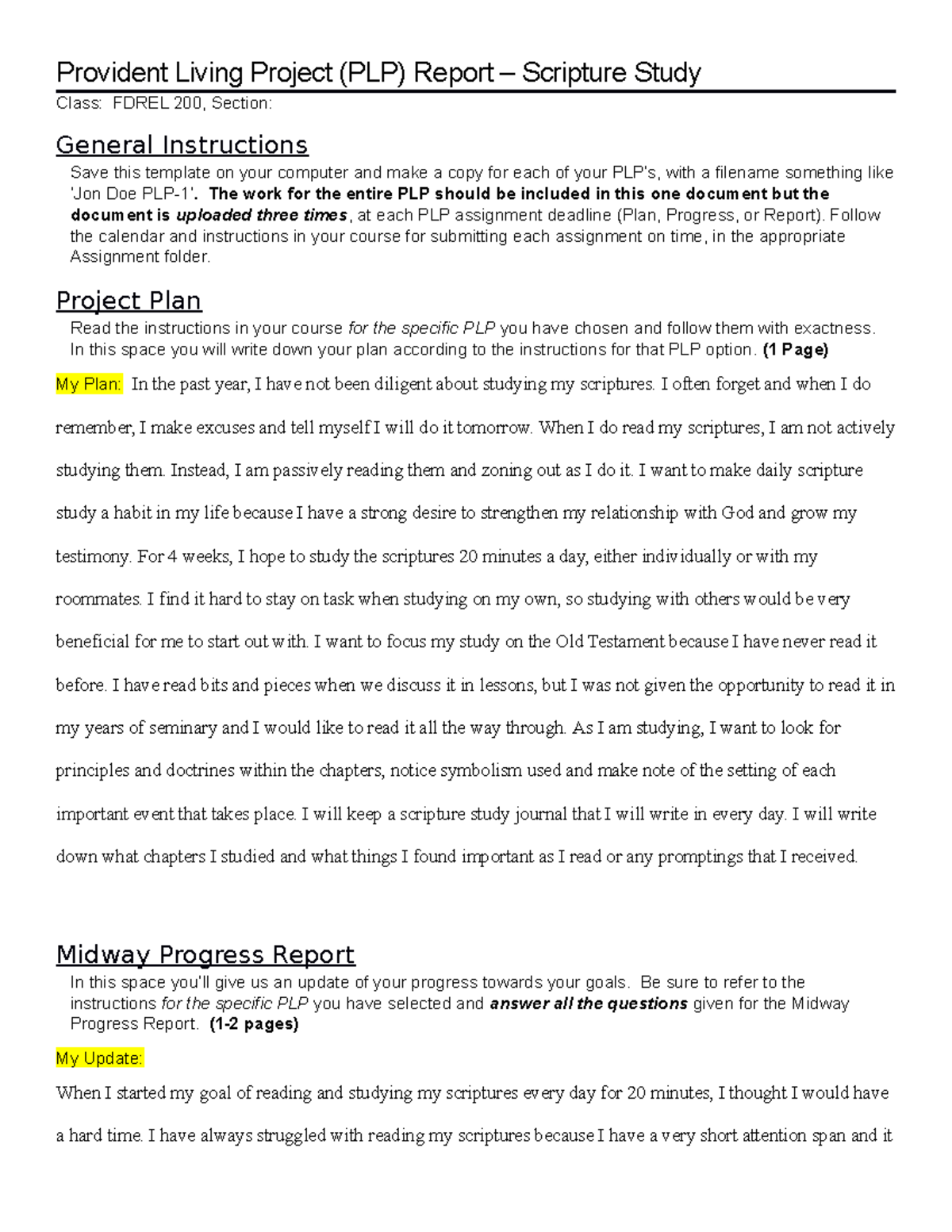 Provident Living Plan #2 - Provident Living Project (PLP) Report ...