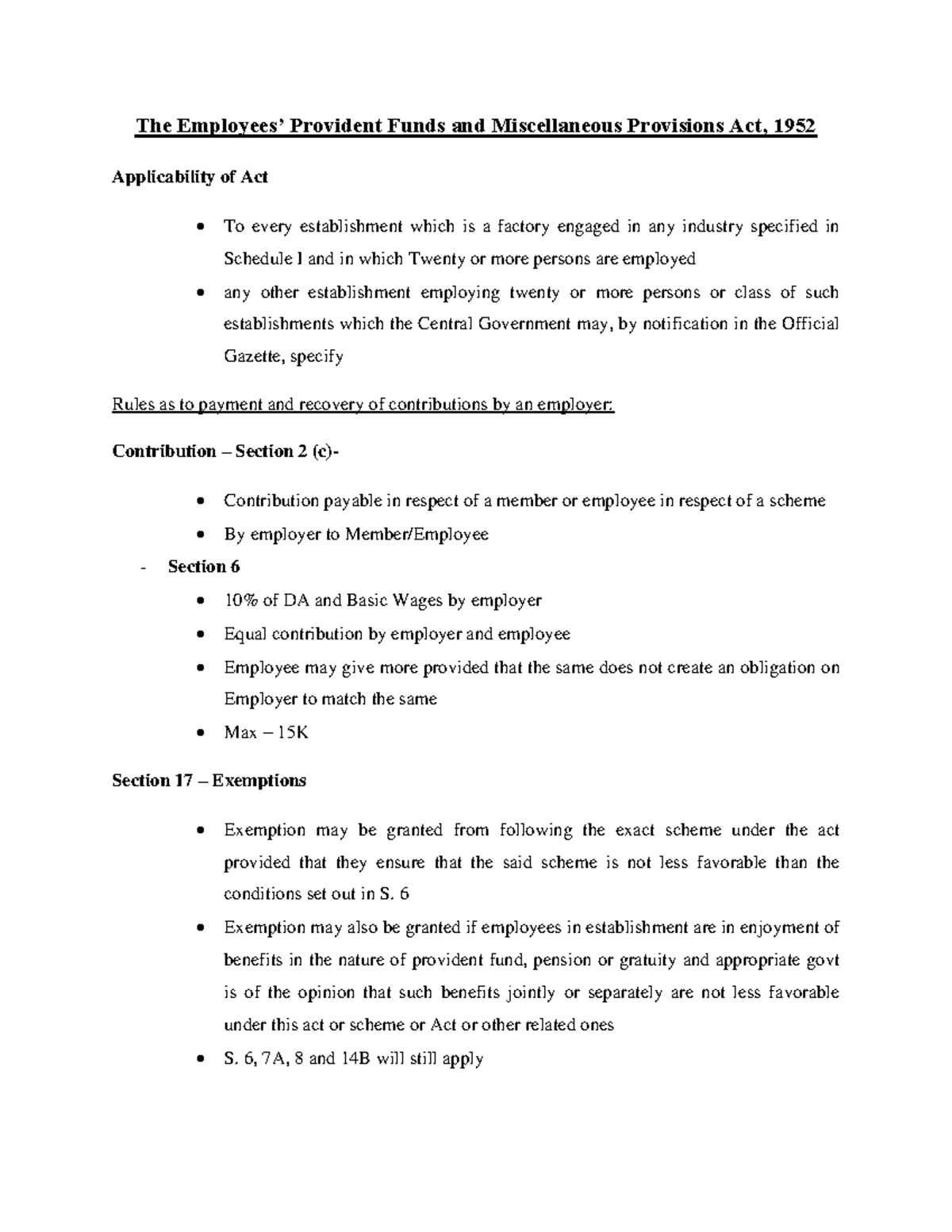 EPF Summary - Adinarayana Sir - The Employees’ Provident Funds and ...