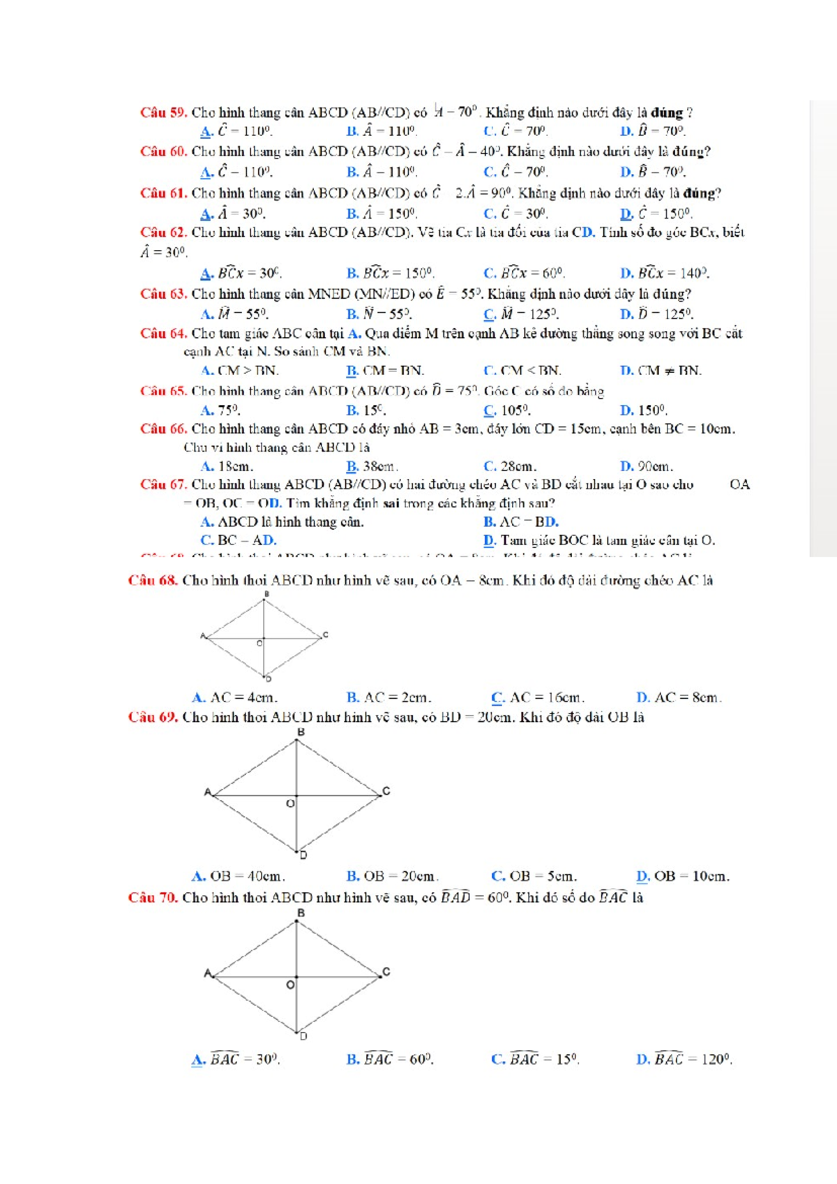 Hinh 8 - êweew - Câu 59. Cho hinh thang cân ABCD có D Khäng dinh nao ...