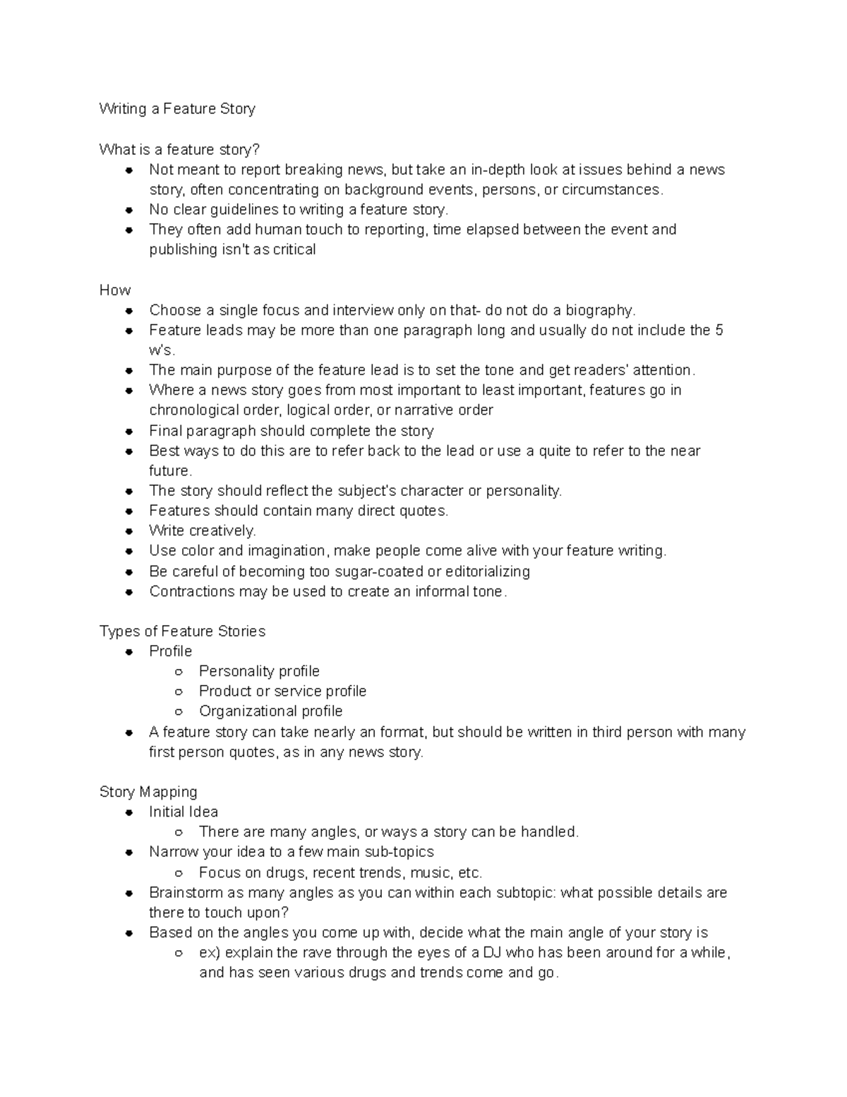 Writing a Feature Story - No clear guidelines to writing a feature ...
