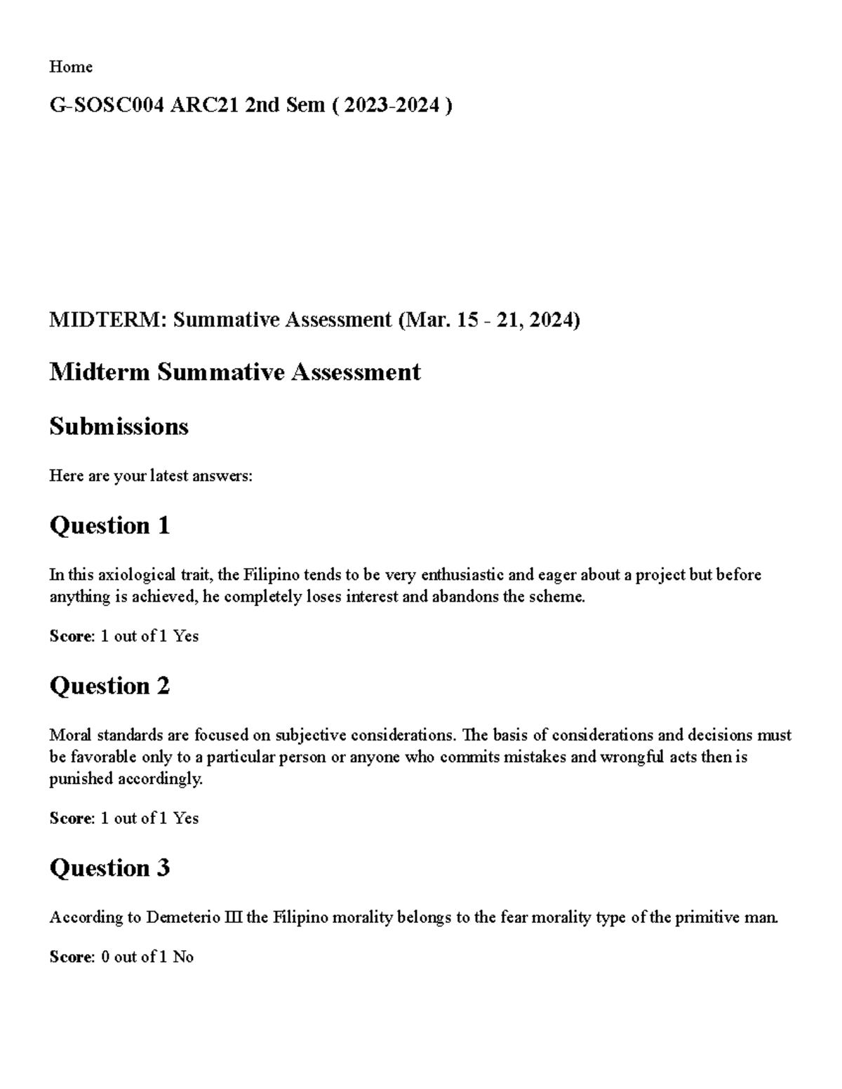 Ethics midterms - Home G-SOSC004 ARC21 2nd Sem ( 2023-2024 ) MIDTERM ...