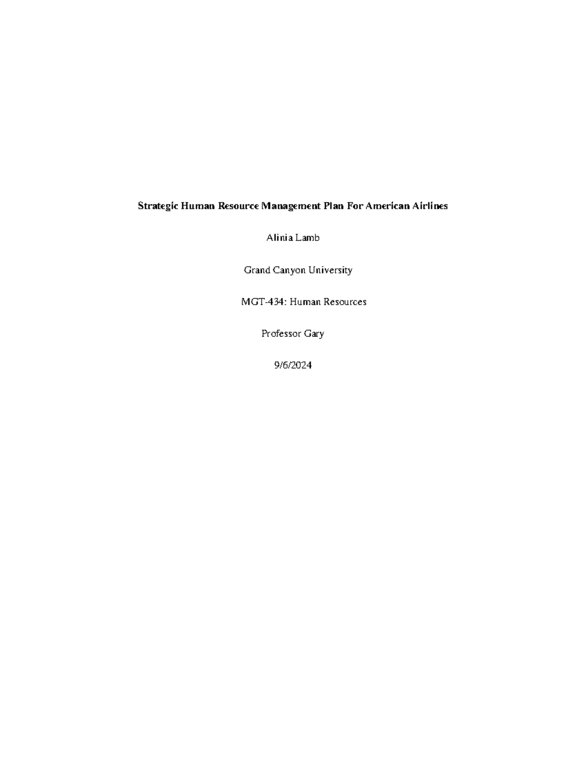 Strategic HRM Plan - HIM-452 - Strategic Human Resource Management Plan ...