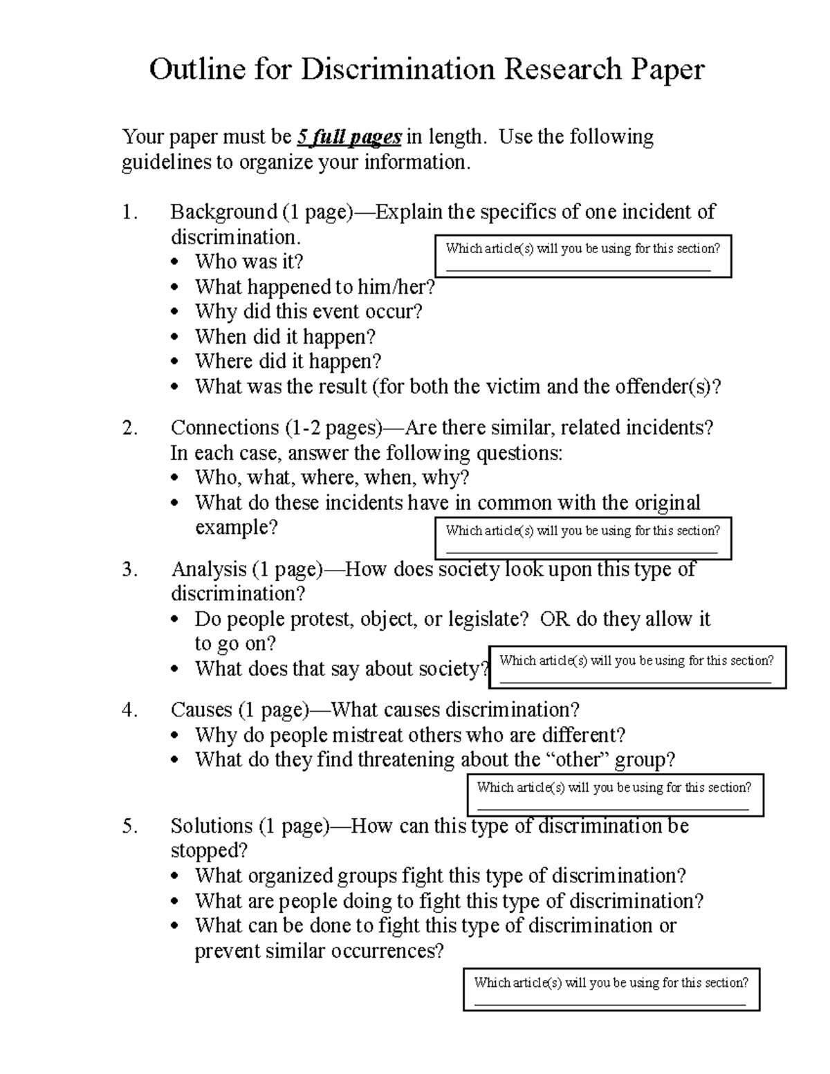 Discrimination Outline Aligned With Articles Miller Eng 2014 - Outline ...