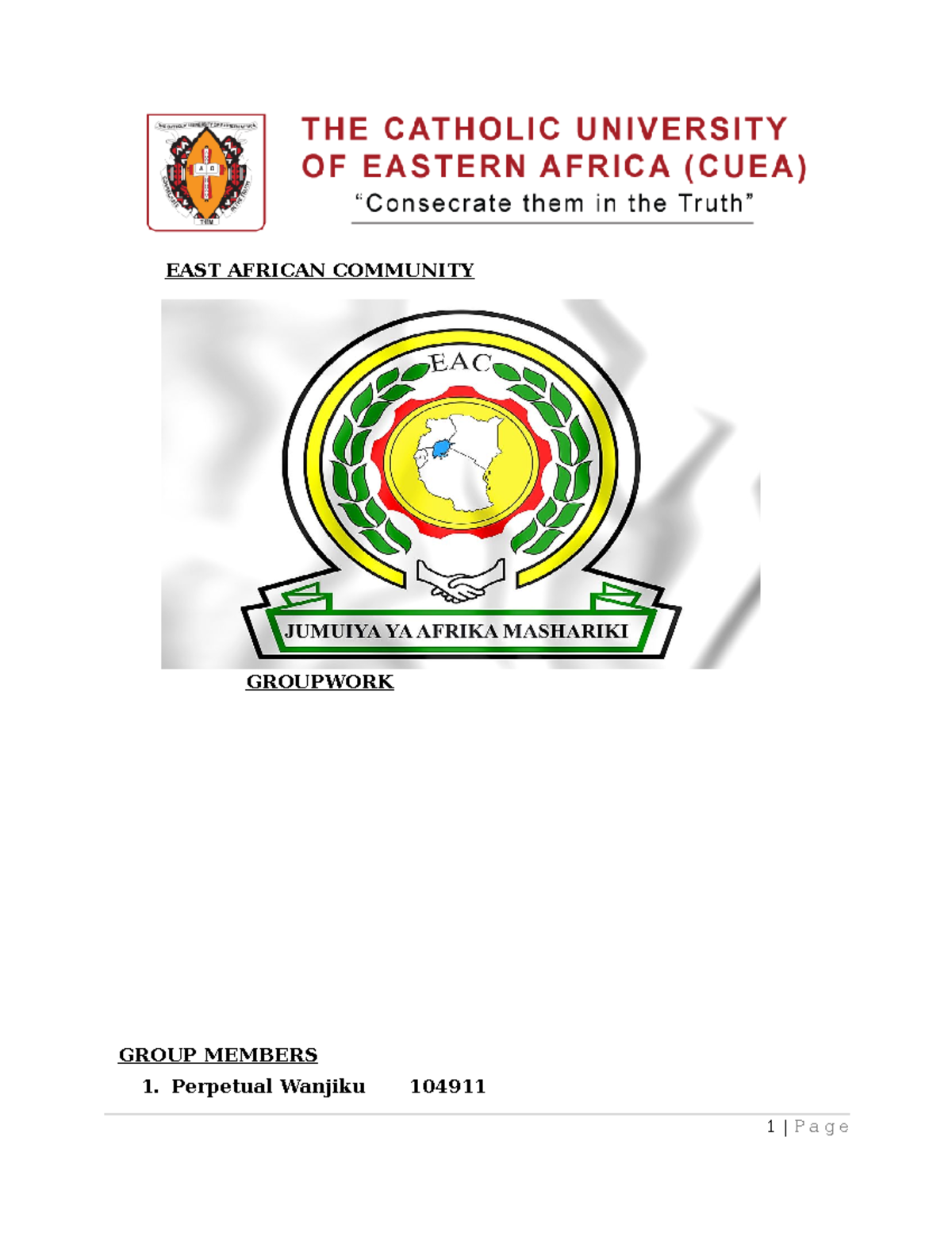 EAC Groupwork for Regional Integration - EAST AFRICAN COMMUNITY ...