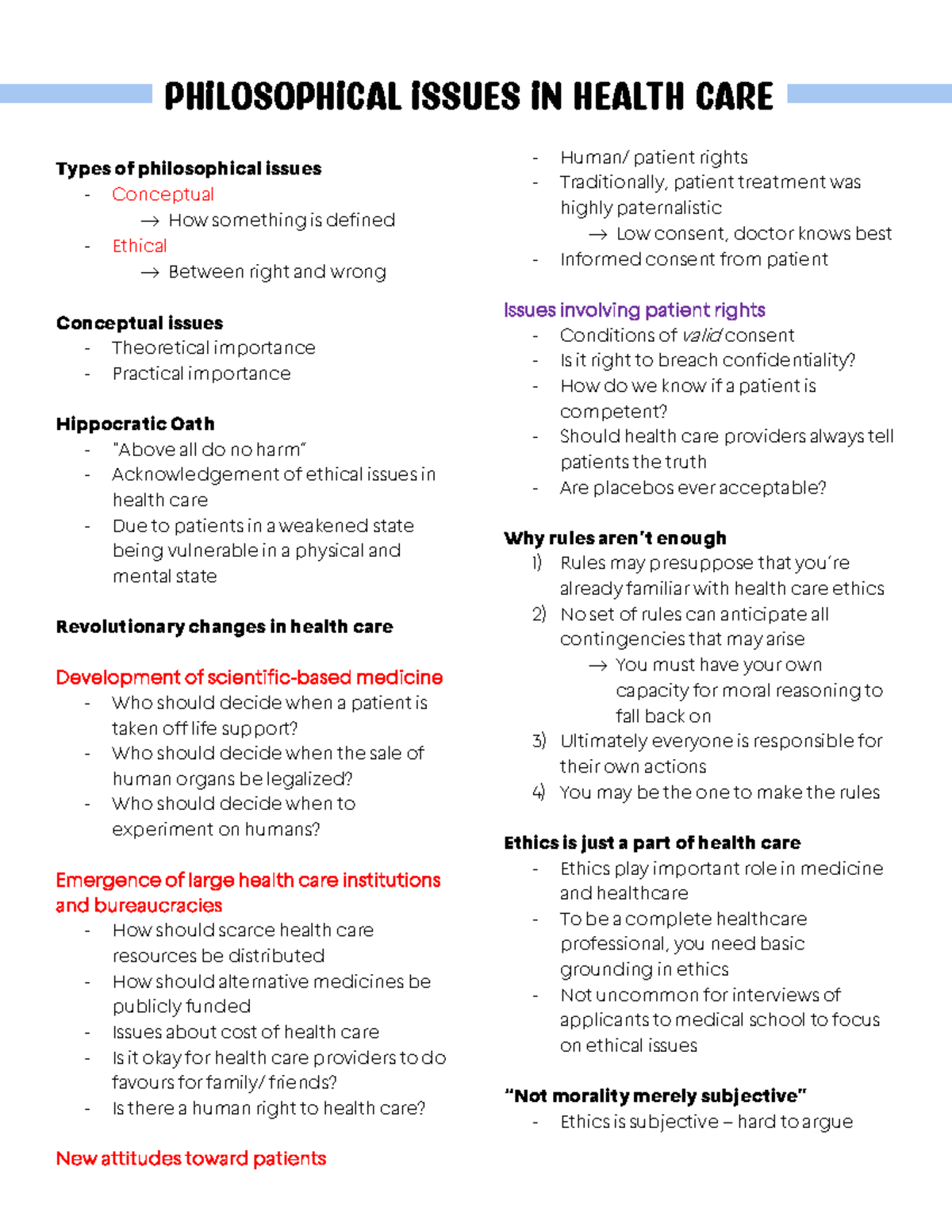 1. Philosophical Issues in Health Care - Types of philosophical issues ...