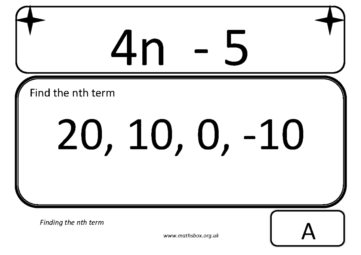 Nth term scavenger hunt intervention - 4n - 5 Finding the nth term A 20 ...