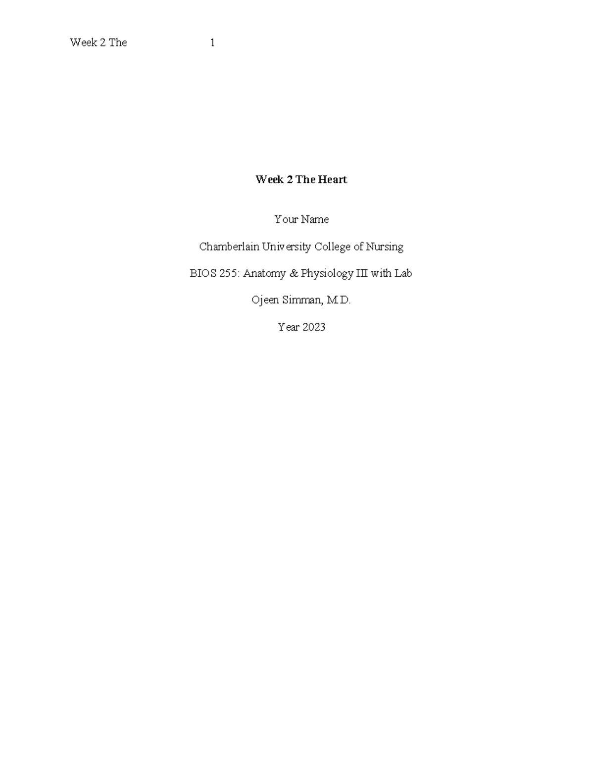 BIOS 255 Week 2 Discussion; The Heart (3 Versions) - Heart Week 2 The ...