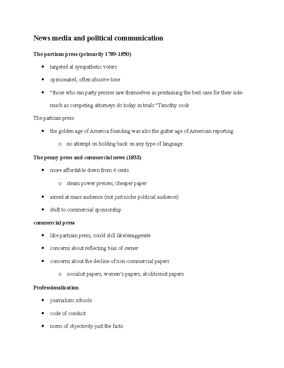 Notes 3 - News media and political communication The partisan press ...