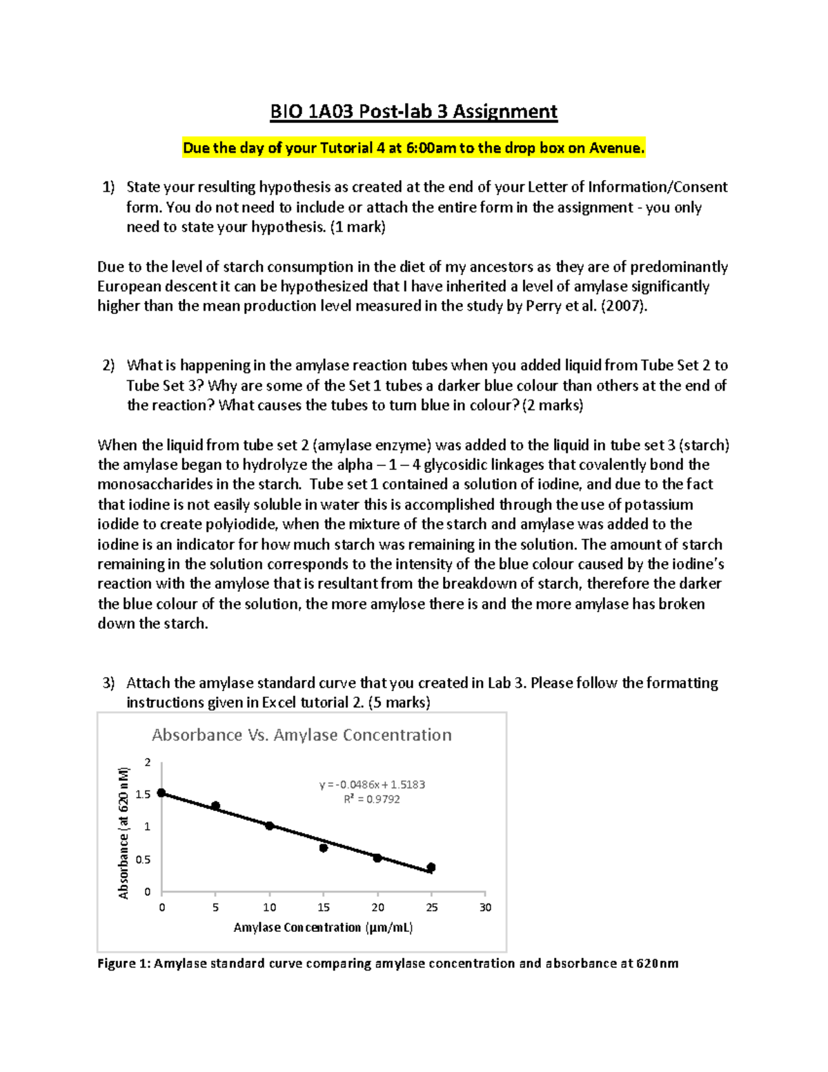 Post-lab 3 Assignment - Biology 1A03 - BIO 1A03 Post-lab 3 Assignment ...