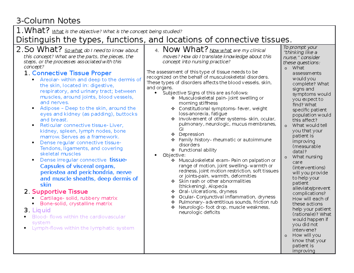Week 4 Assignment: 3 column notes example - 3-Column Notes 1? What is ...