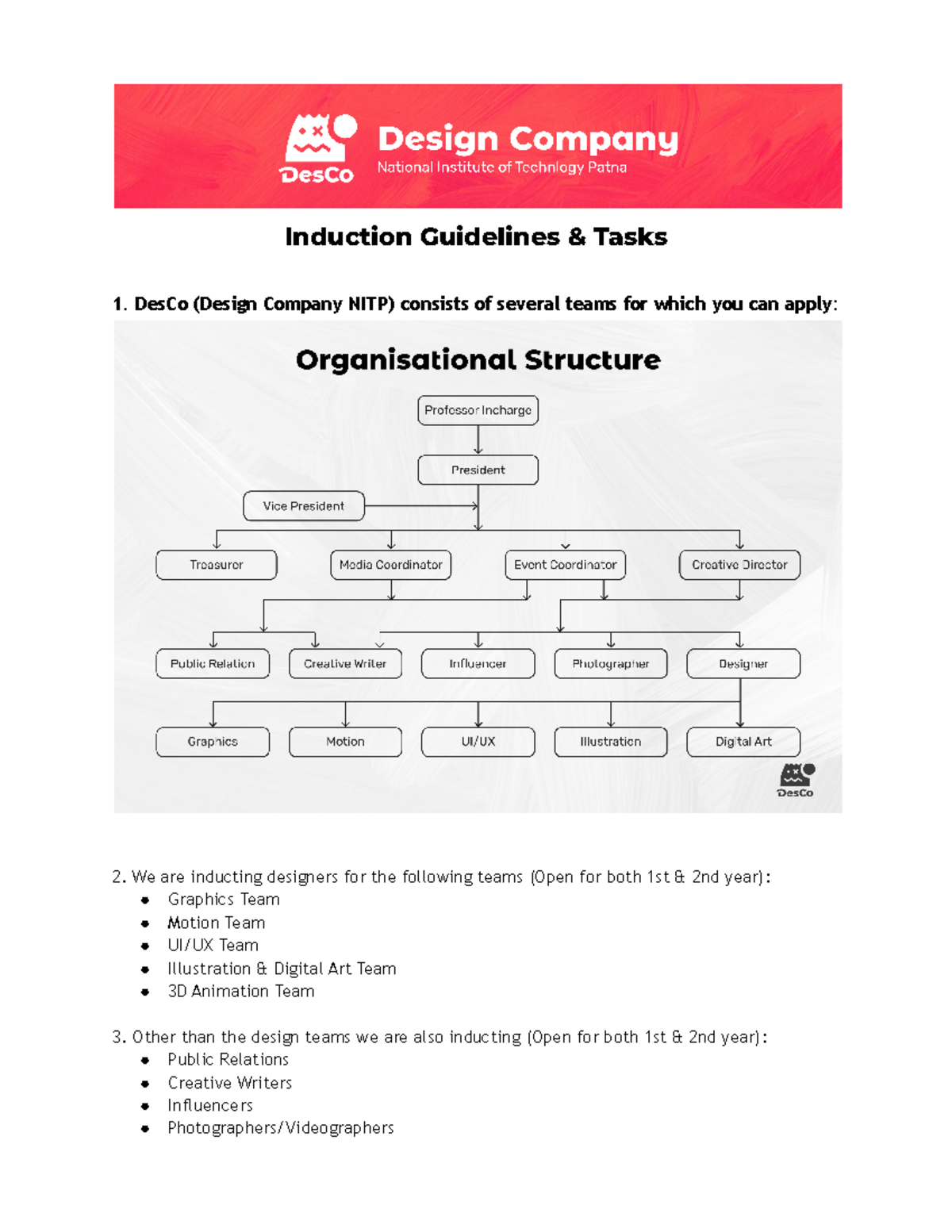 Des Co Induction Guidelines-1 - Induction Guidelines & Tasks 1. DesCo ...