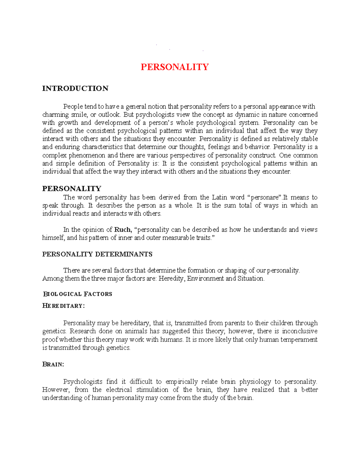 2nd Unit-HROB-final - fsdfdsafdsaf - MODULE- PERSONALITY INTRODUCTION ...