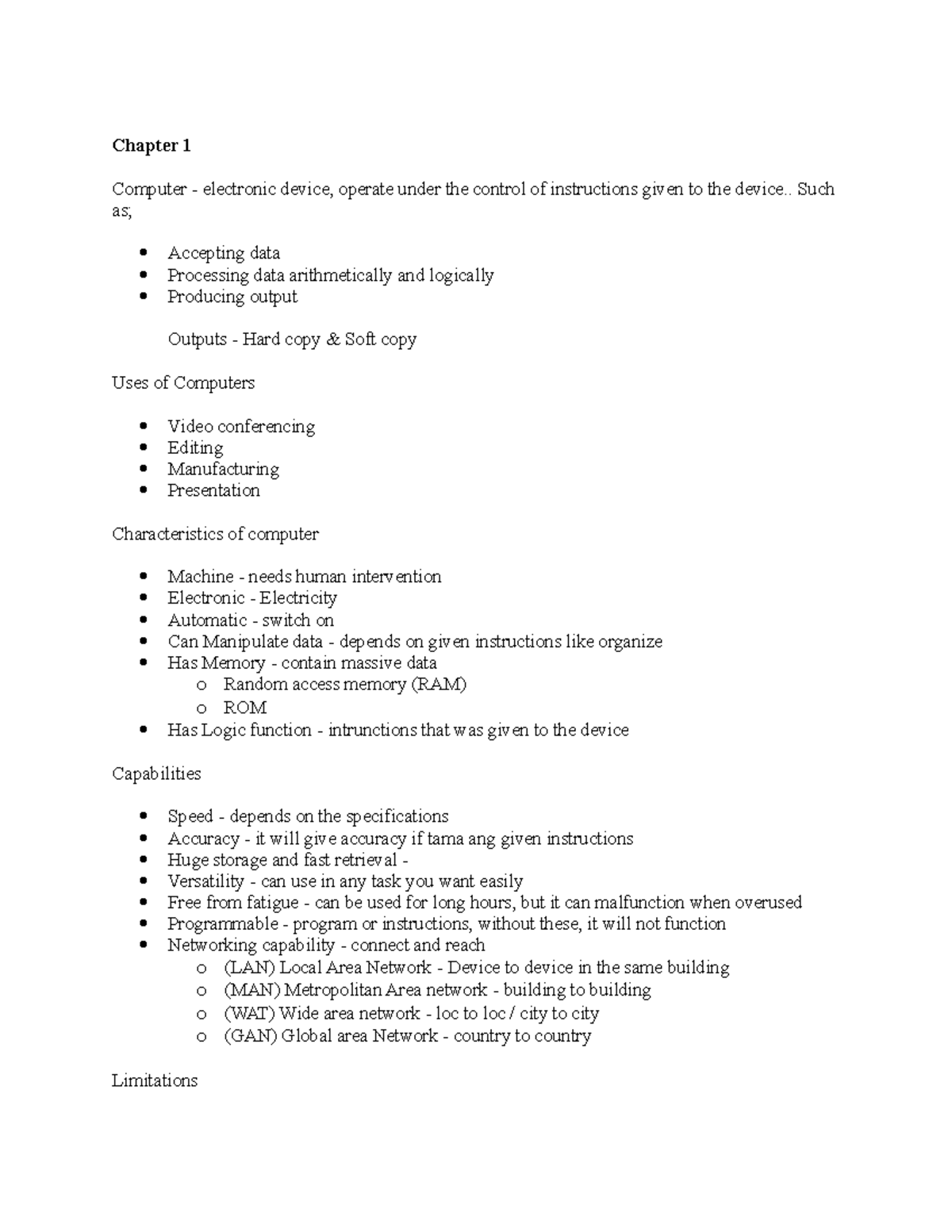 AIS Chapter 1 Introduction to Computer Notes - Chapter 1 Computer ...