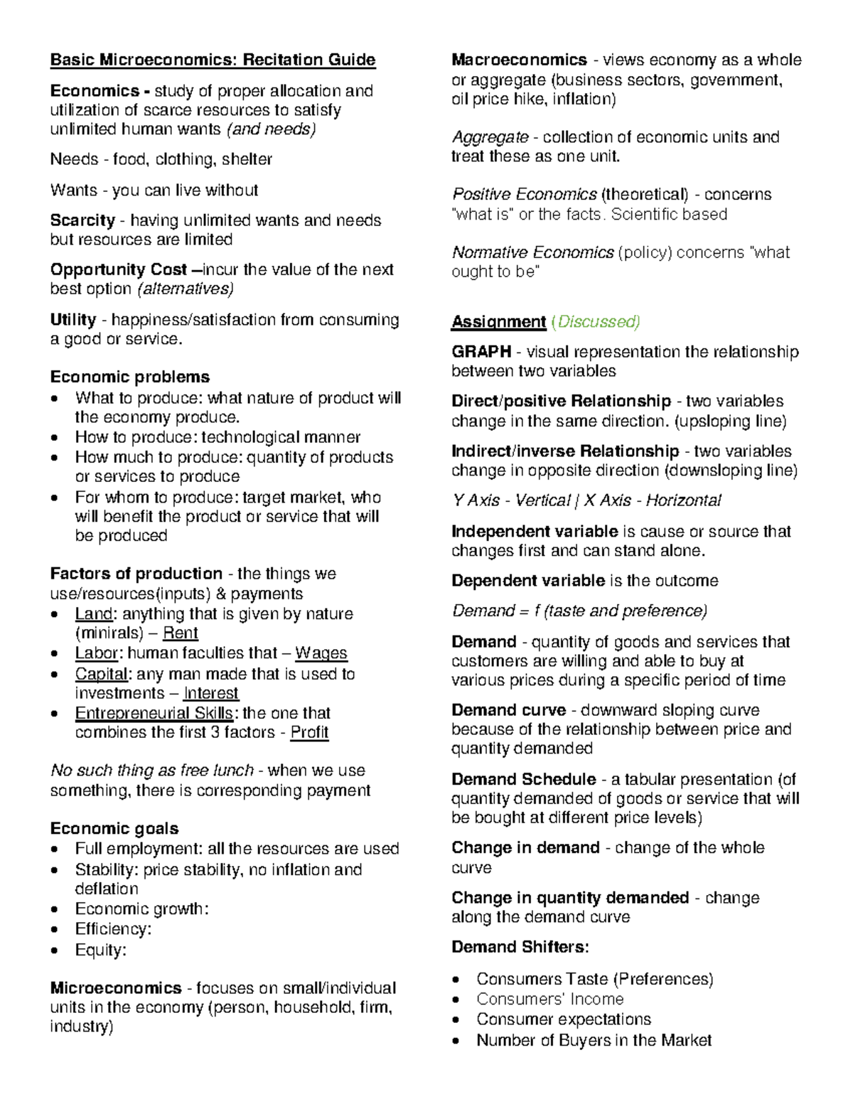 introduction to basic microeconomics study materials - Basic ...