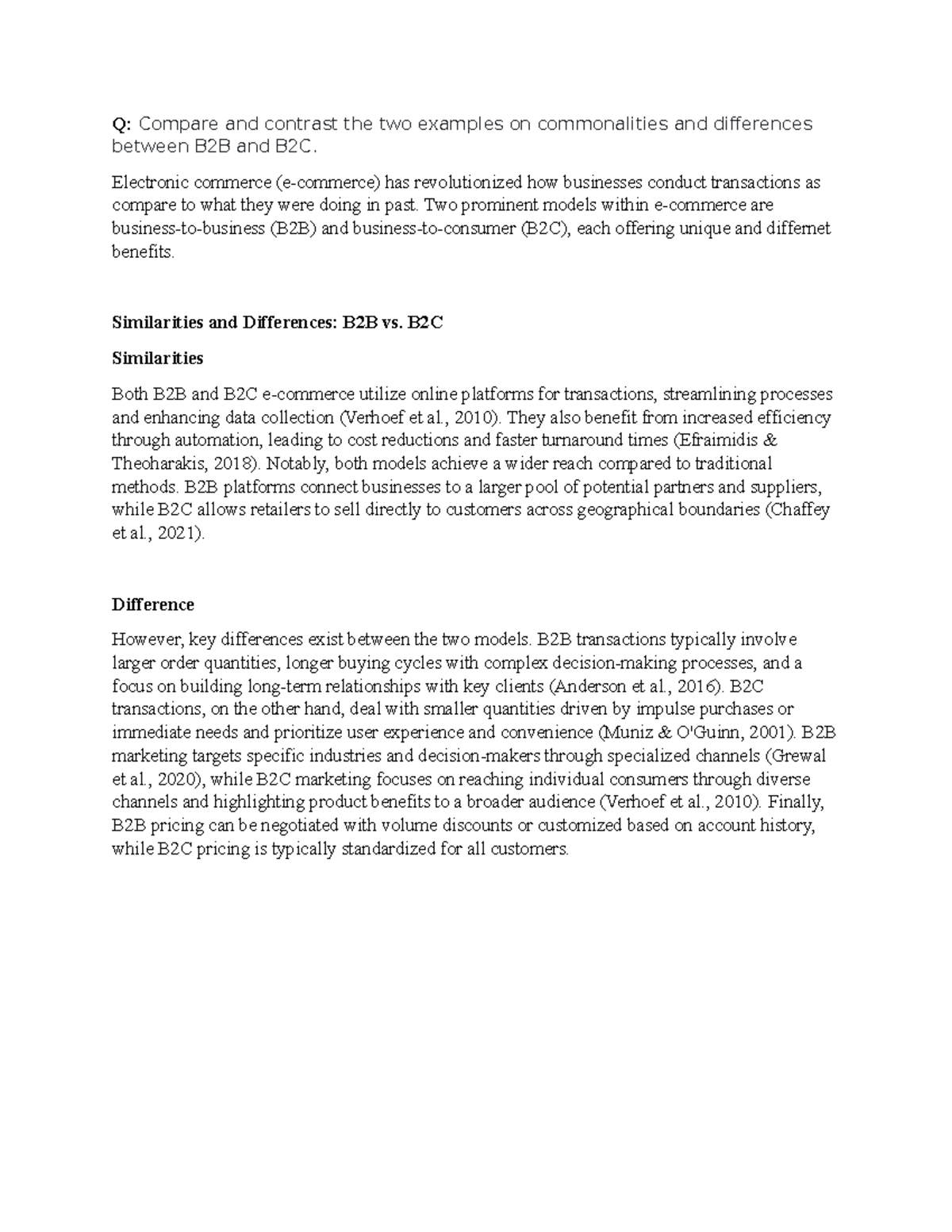 E-commerce written assignment unit 1 upload - Q: Compare and contrast the two examples on - Studocu