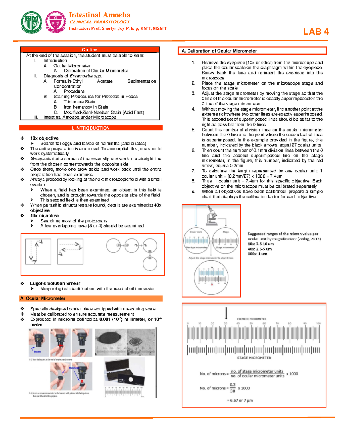 PARA LAB Trans 4 - LAB - Outline At the end of the session, the student ...