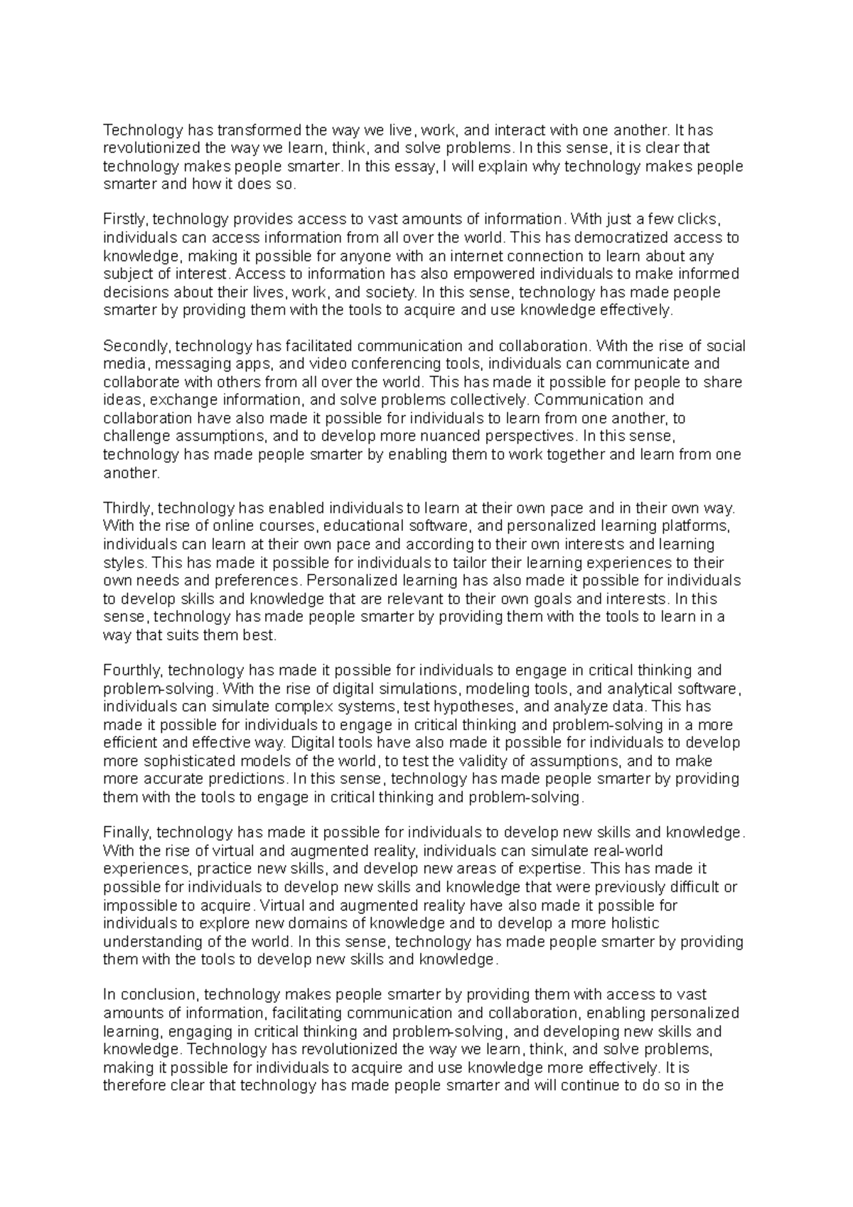 Tech makes people smarter, summary - Technology has transformed the way ...