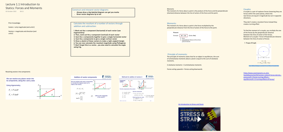 Lecture 1.1 Introduction to Statics Forces and Moments - Prior knowledge: Scalars = only ...