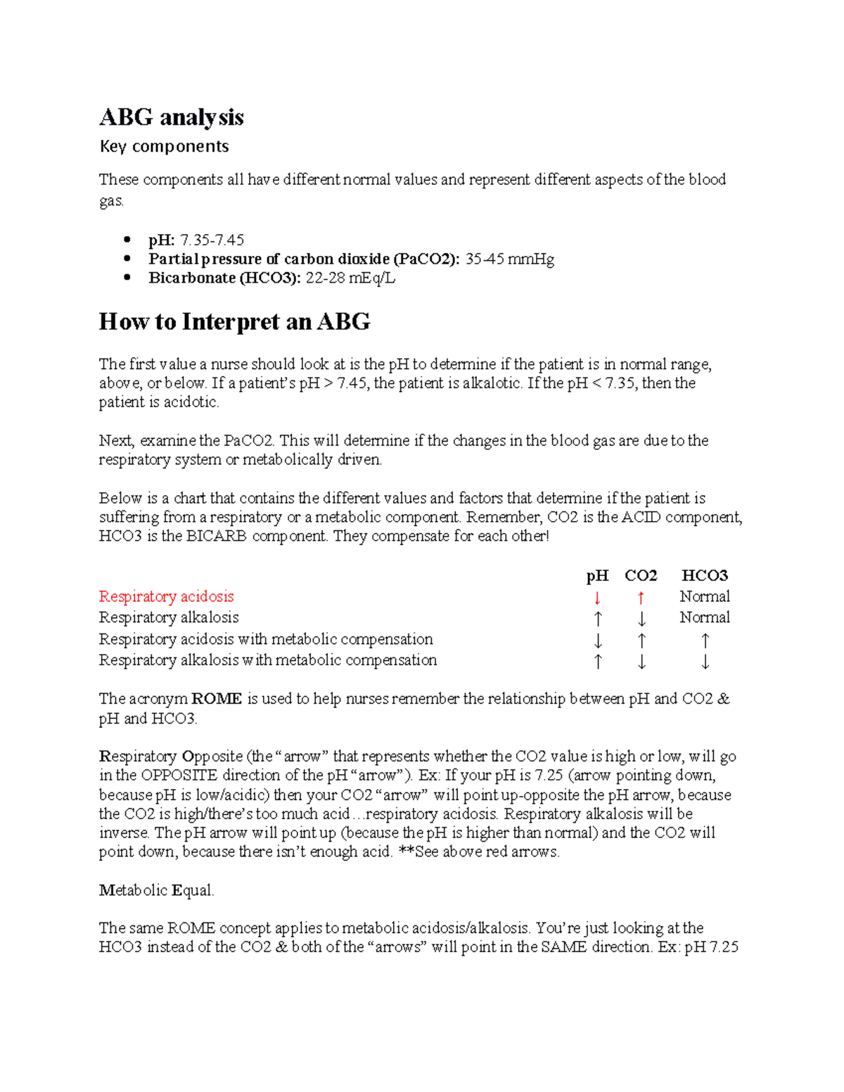 ABG analysis - ABG analysis Key components These components all have ...