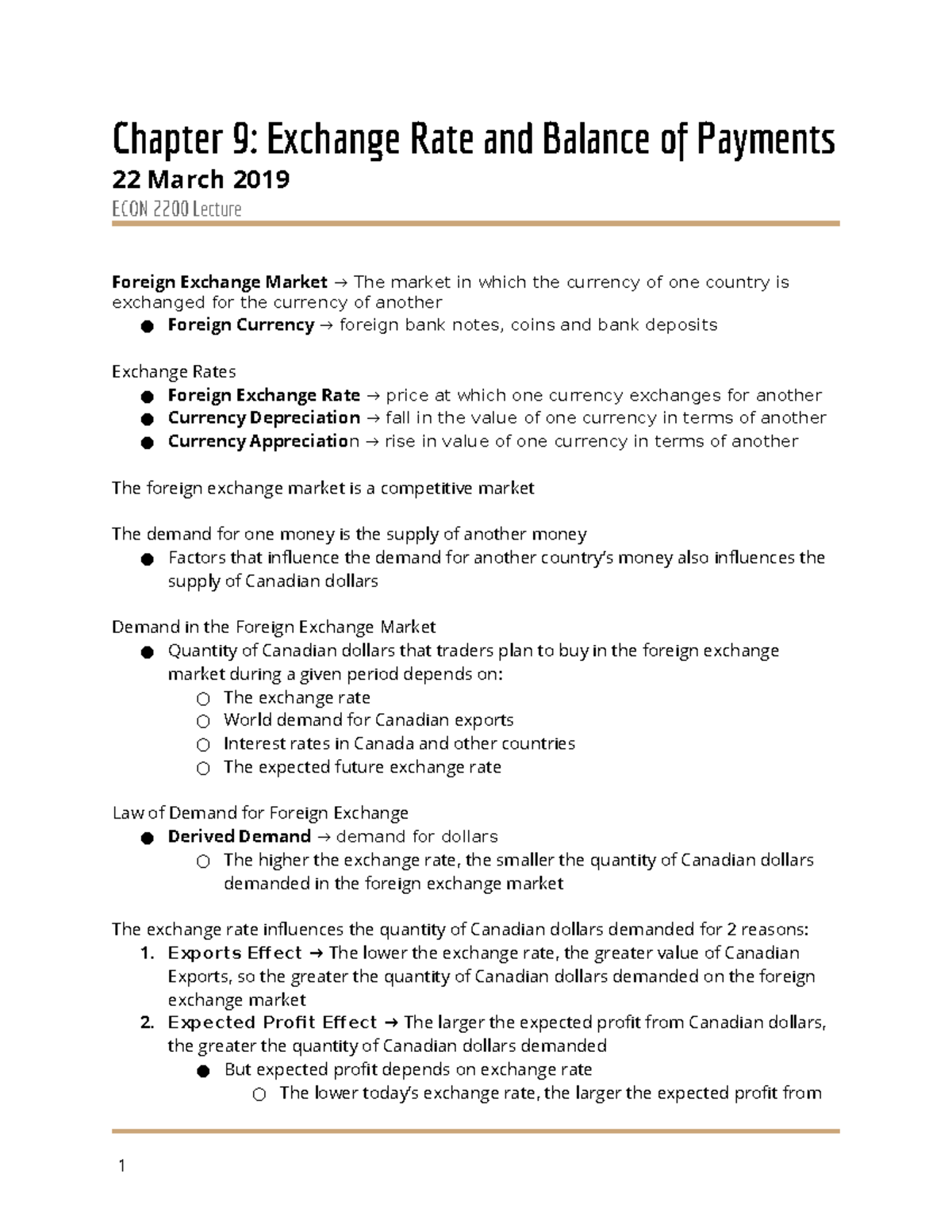 Chapter 9: Exchange Rate and Balance of Payments - Chapter 9: Exchange ...