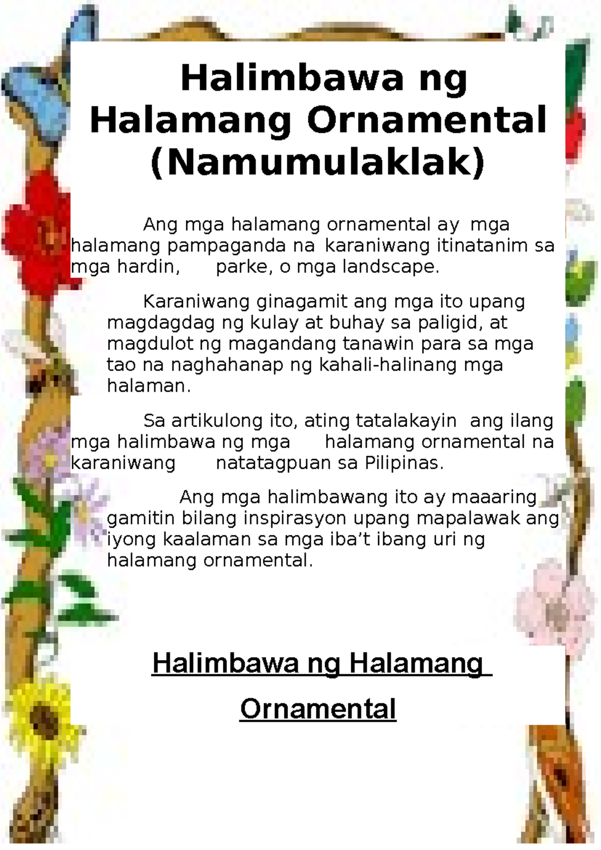 14 Halimbawa ng Halamang Ornamental - Halimbawa ng Halamang Ornamental (Namumulaklak) Ang mga ...
