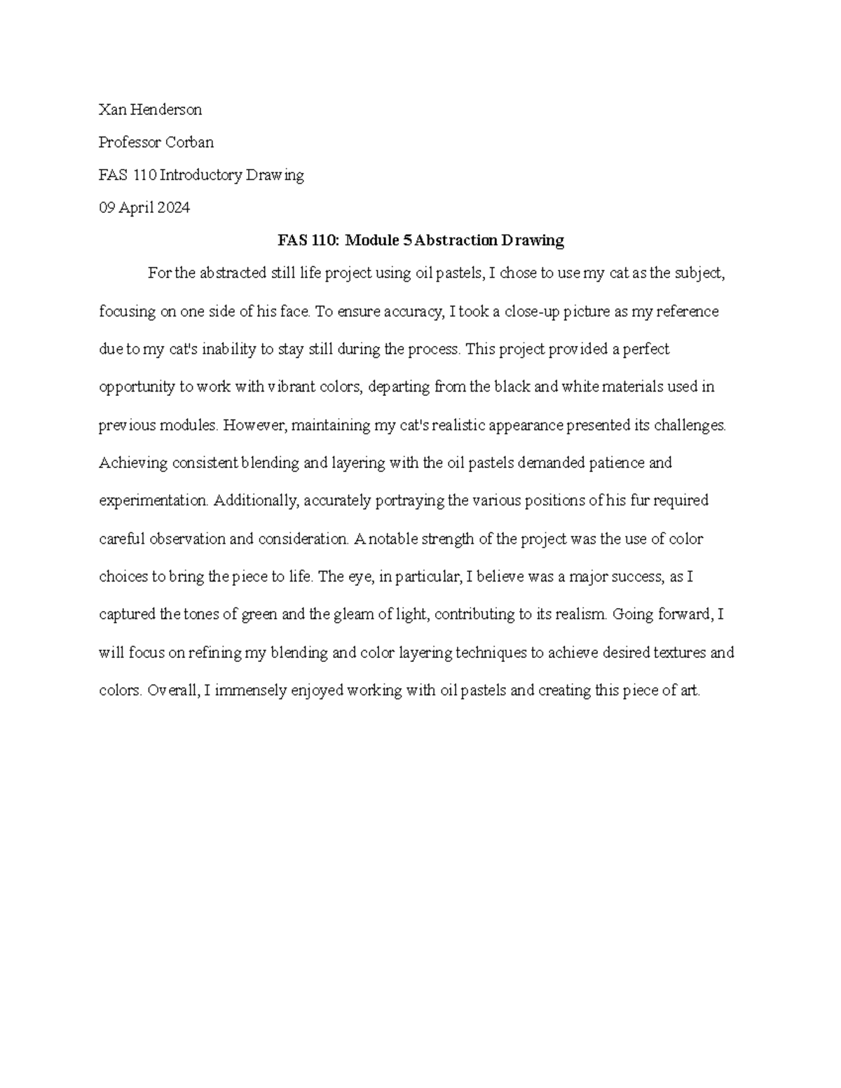 5-3 Abstraction Drawing - Xan Henderson Professor Corban FAS 110 ...