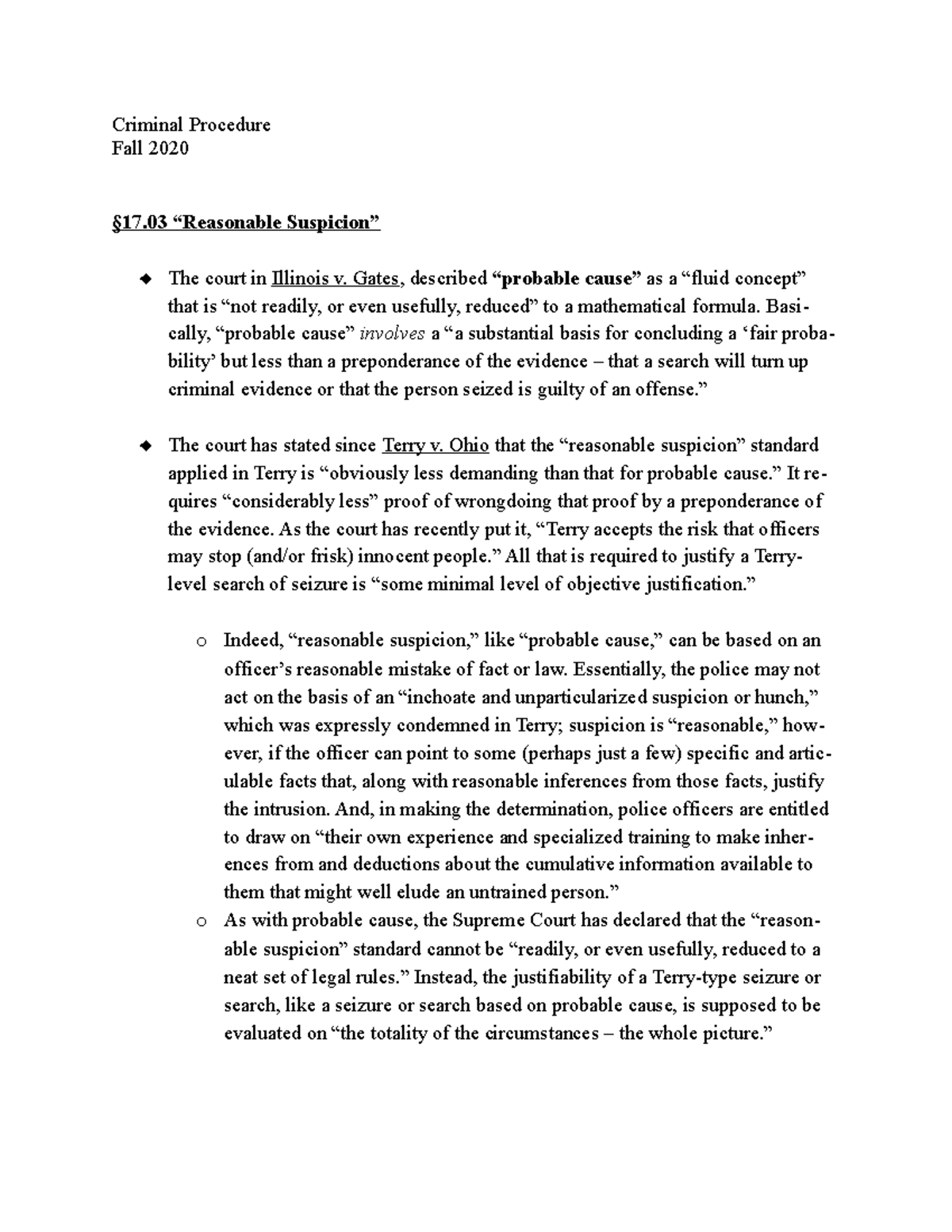 §17.03 “Reasonable Suspicion” - Criminal Procedure Fall 2020 § 17 ...