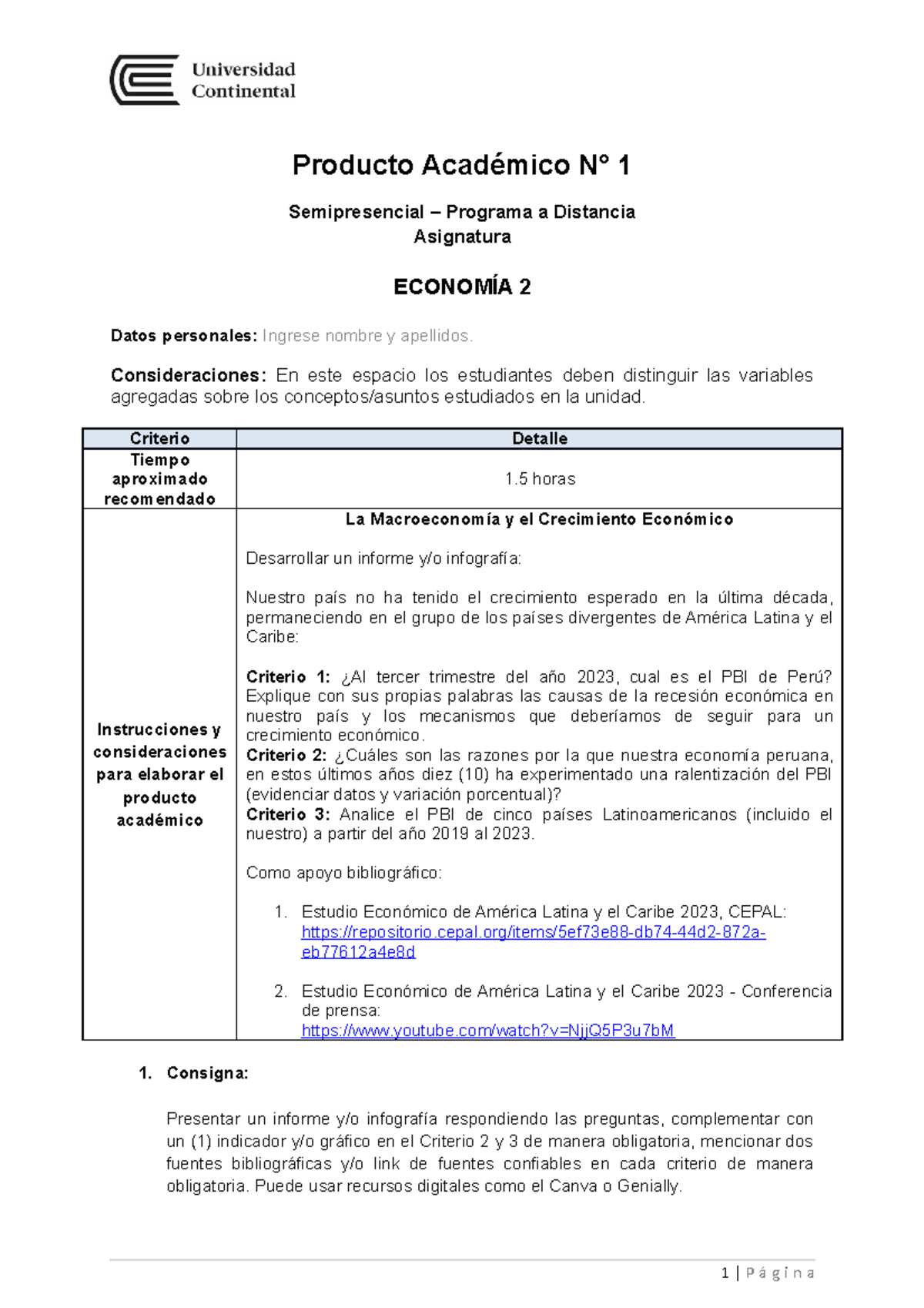 Producto Académico N° 01 - Producto Académico N° 1 Semipresencial – Programa a Distancia ...