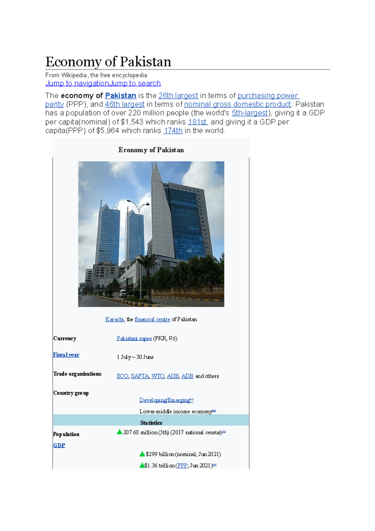Economy of Pakistan 234 - Economy of Pakistan From Wikipedia, the free ...