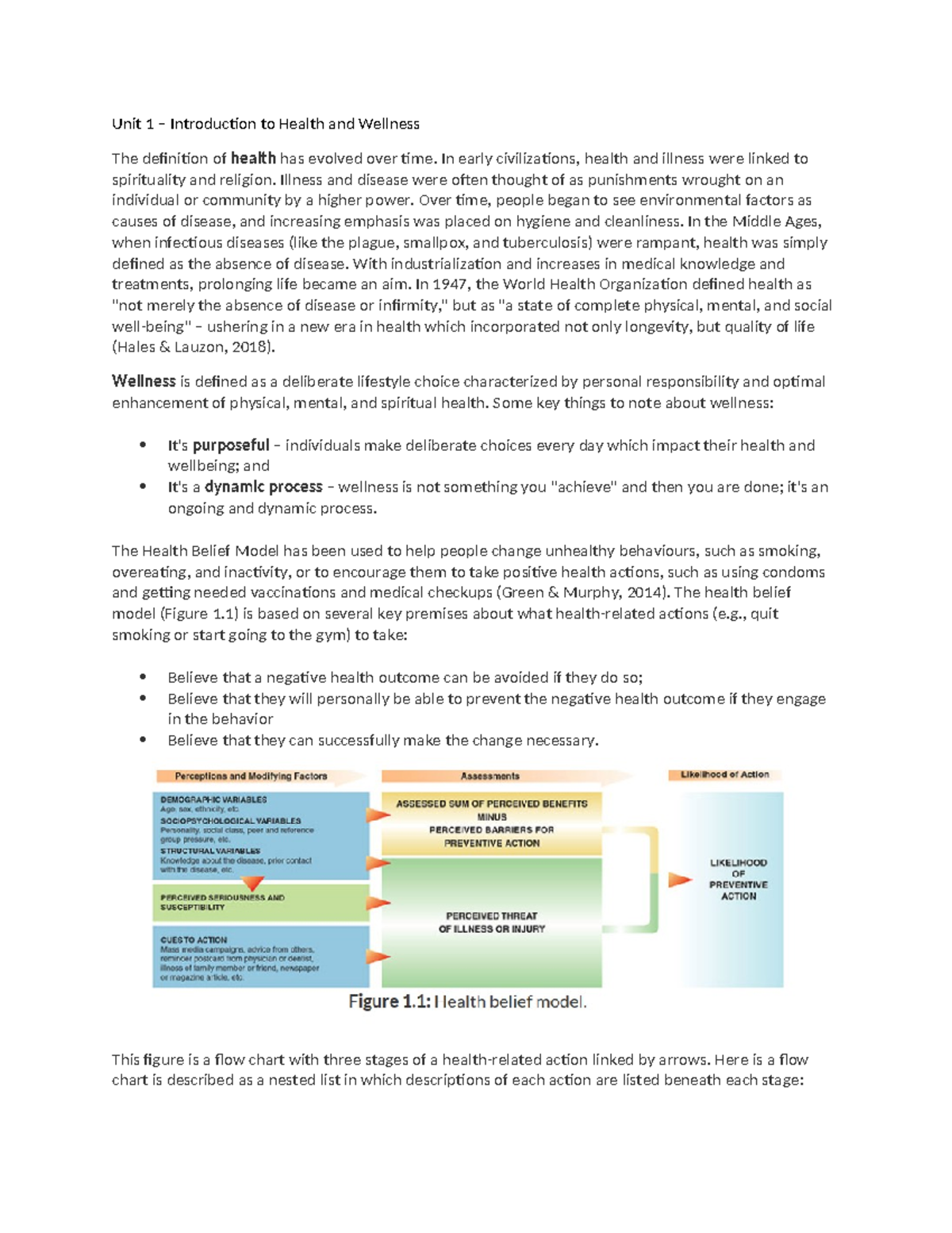Unit 1 – Introduction to Health and Wellness - Unit 1 – Introduction to ...