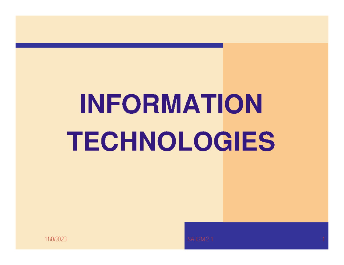 MBA-2023 ISM-2-1 - information system for management - INFORMATION ...