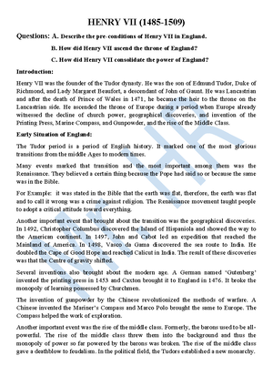 Henri 7th - Title: The Remarkable Achievements of Henry VII in Shaping ...