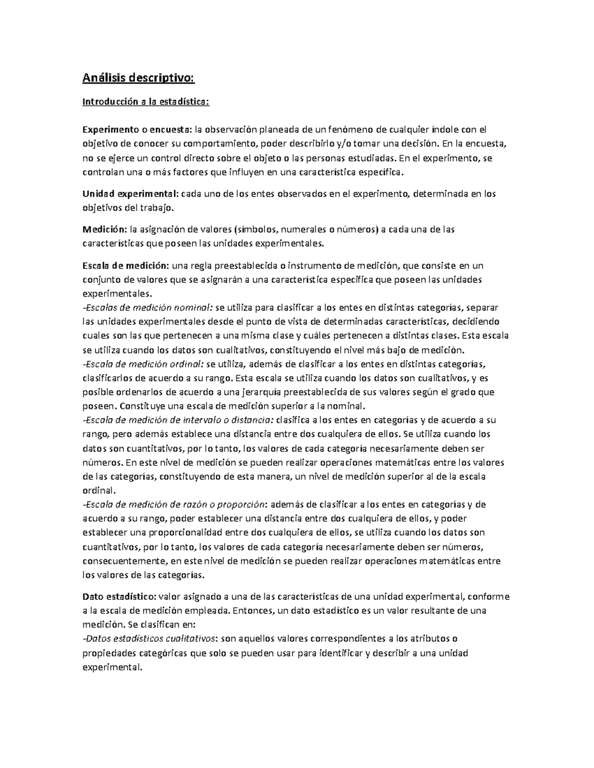 Teoria Descriptiva - Análisis descriptivo: Introducción a la ...