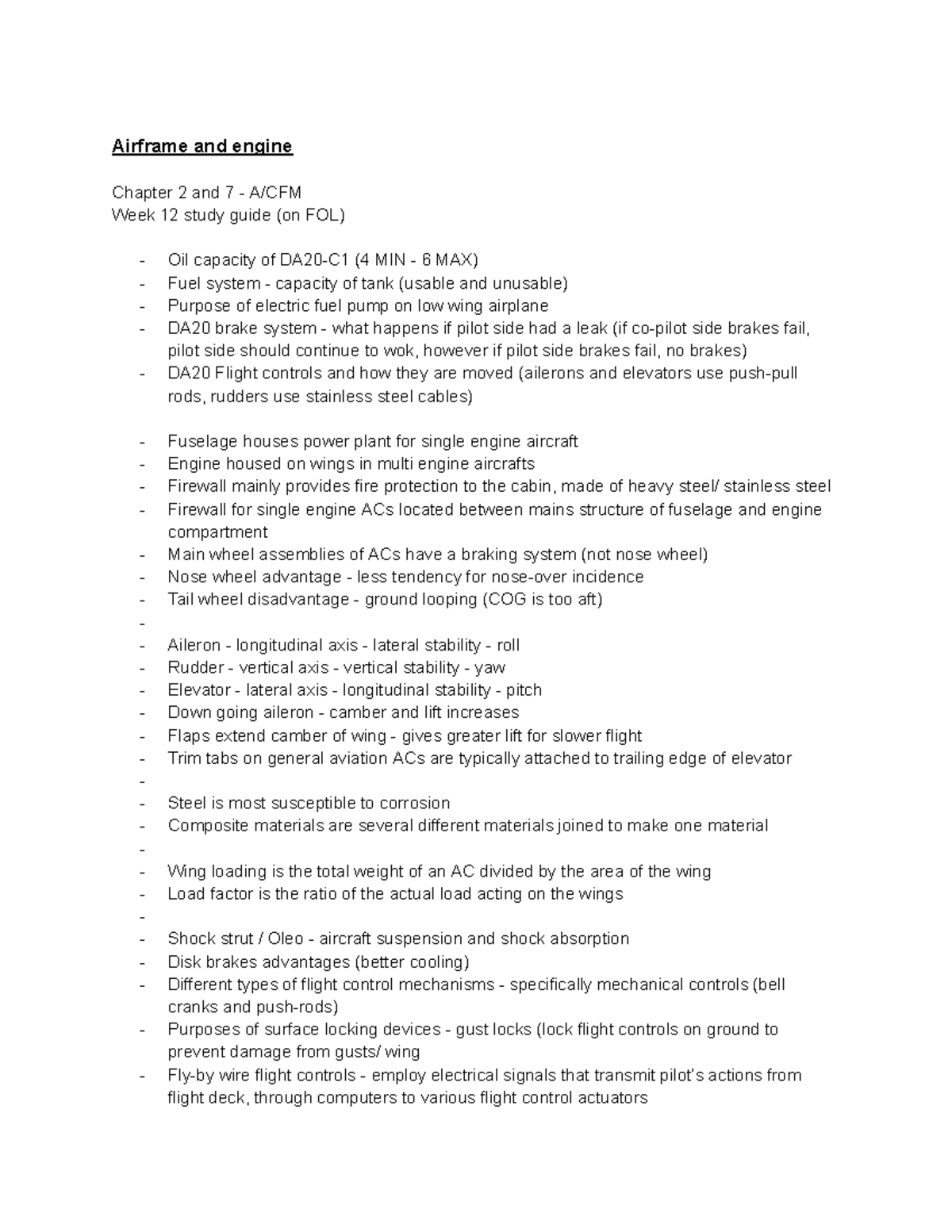 Airframe and engine 2 - Notes contain information about airplanes ...