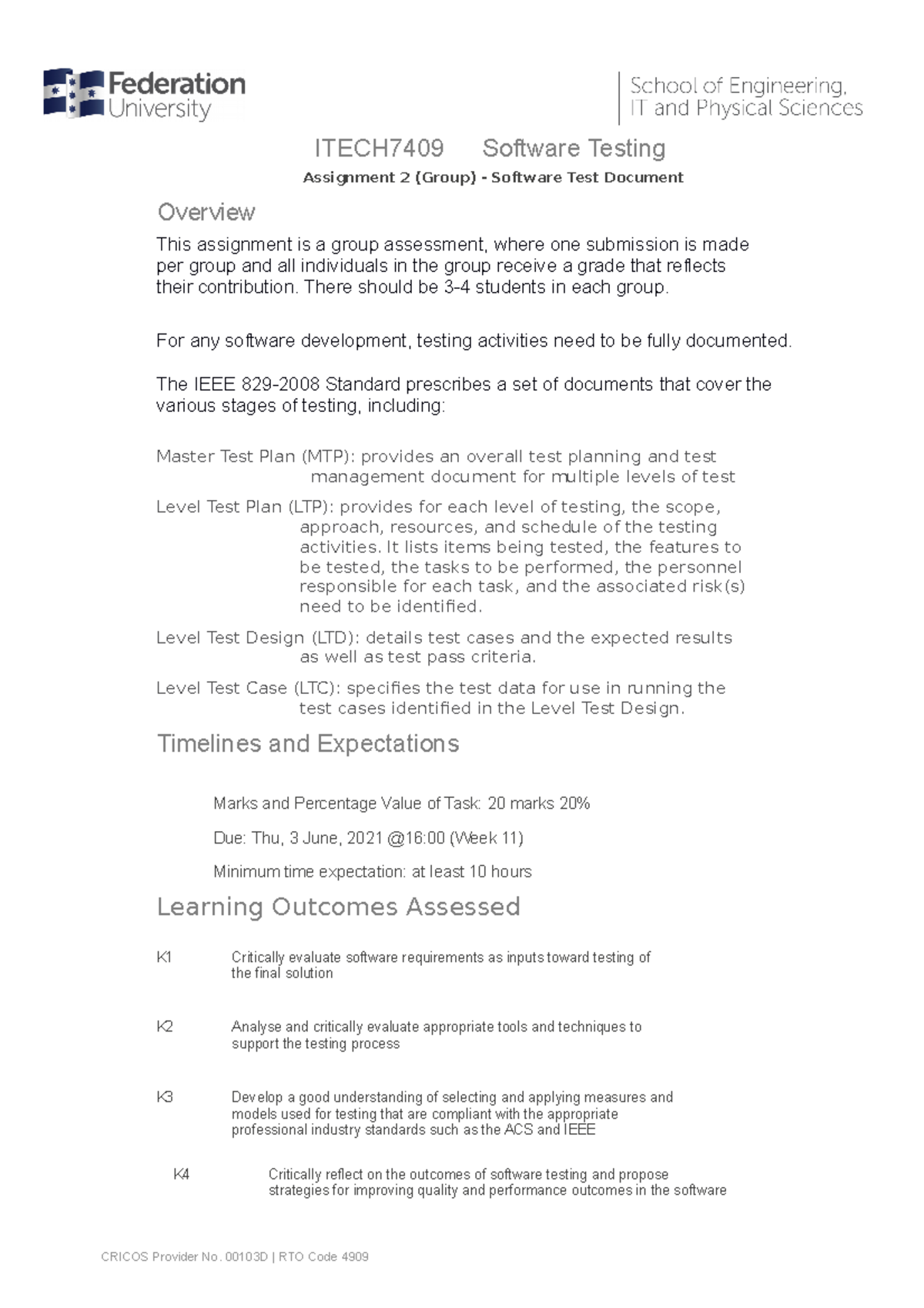 Itech 7409 Assignment 2 Sem 1, 2021-07 - ITECH7409 Software Testing ...