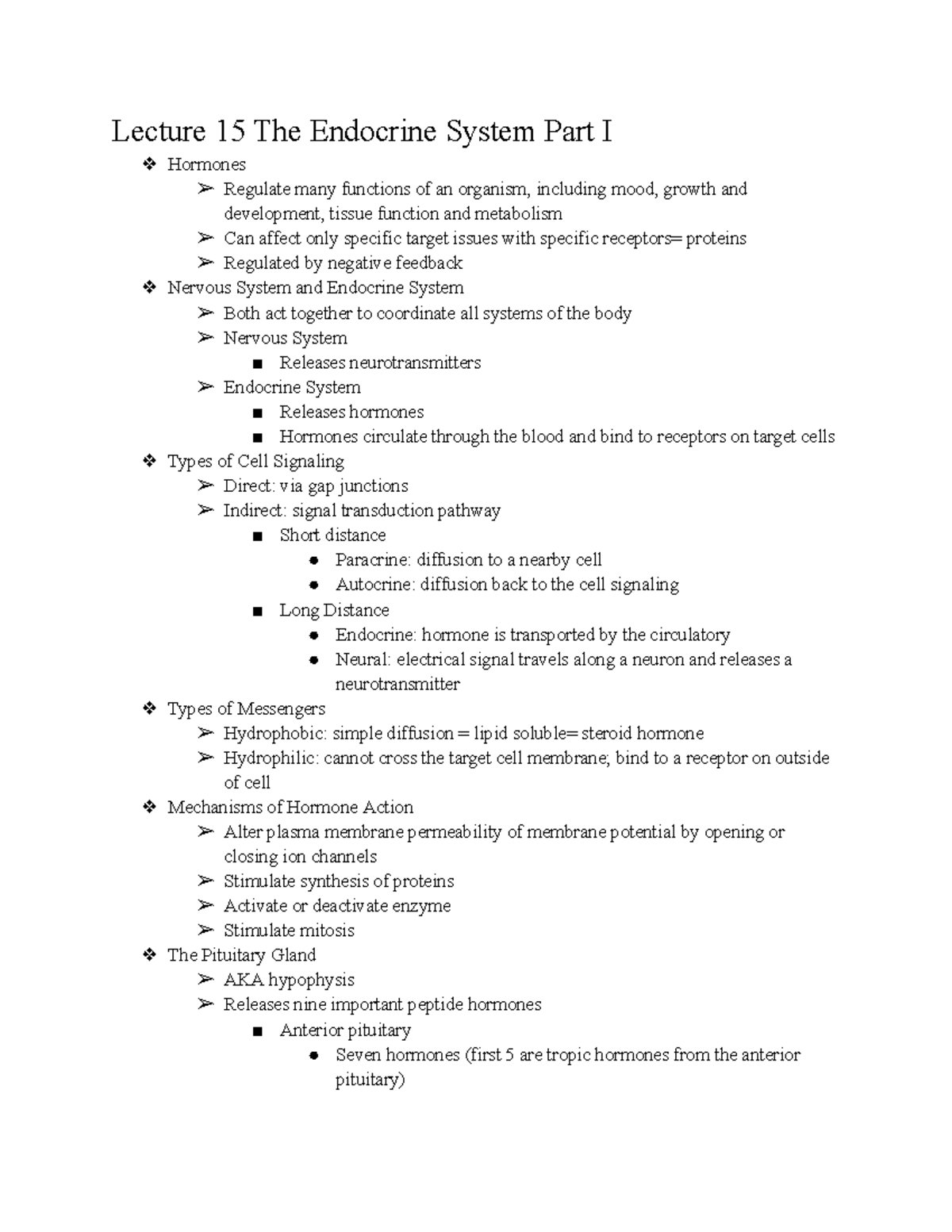 Anatomy Midterm 3 - Study Guide - Lecture 15 The Endocrine System Part ...