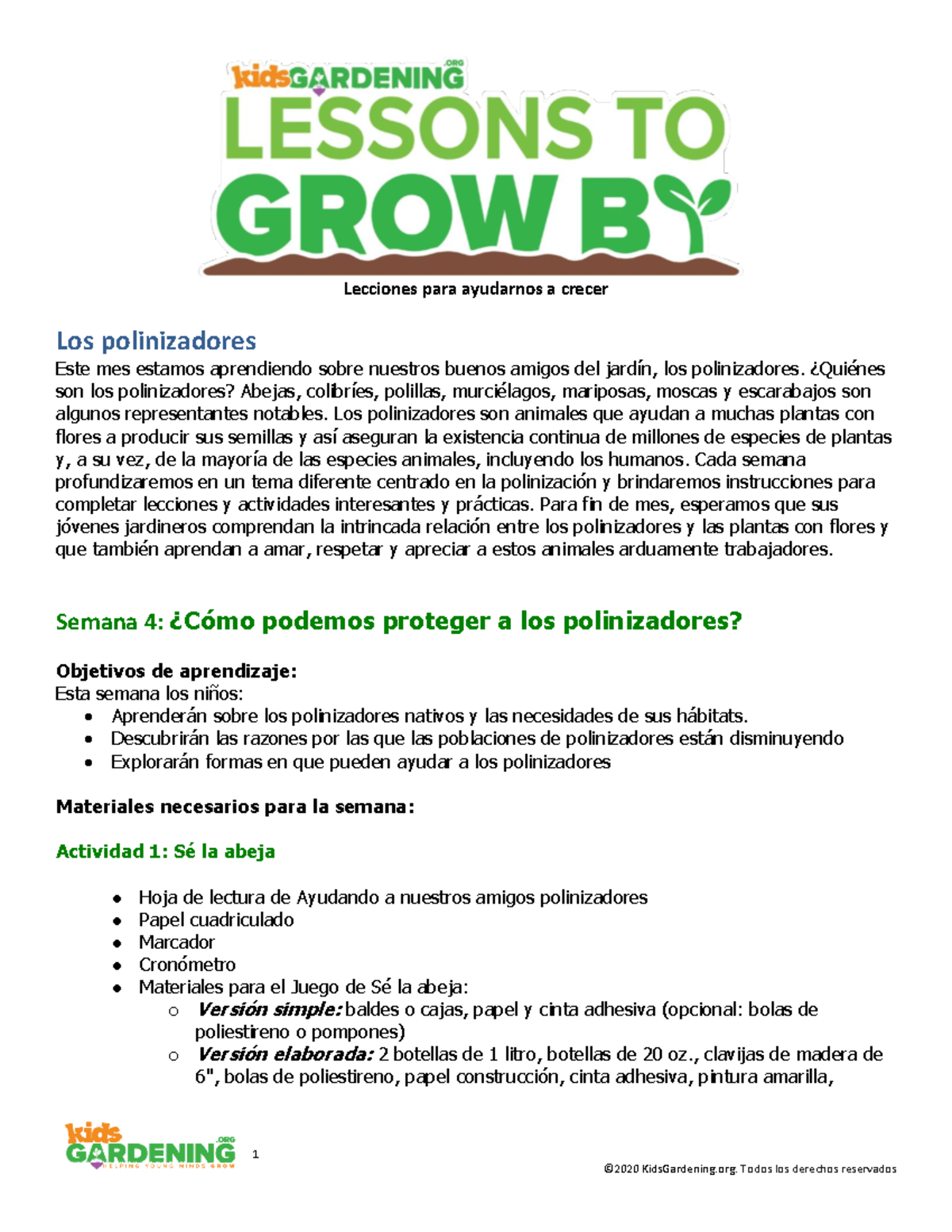 LOS Polinizadores - REPASO - 1 Lecciones para ayudarnos a crecer Los ...