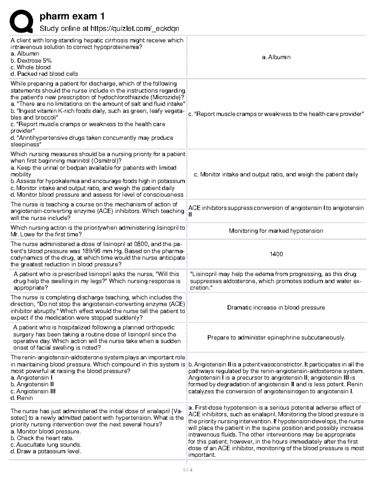 Pharm exam 1 - Practice questions - Study online at quizlet/_eckdqn A ...