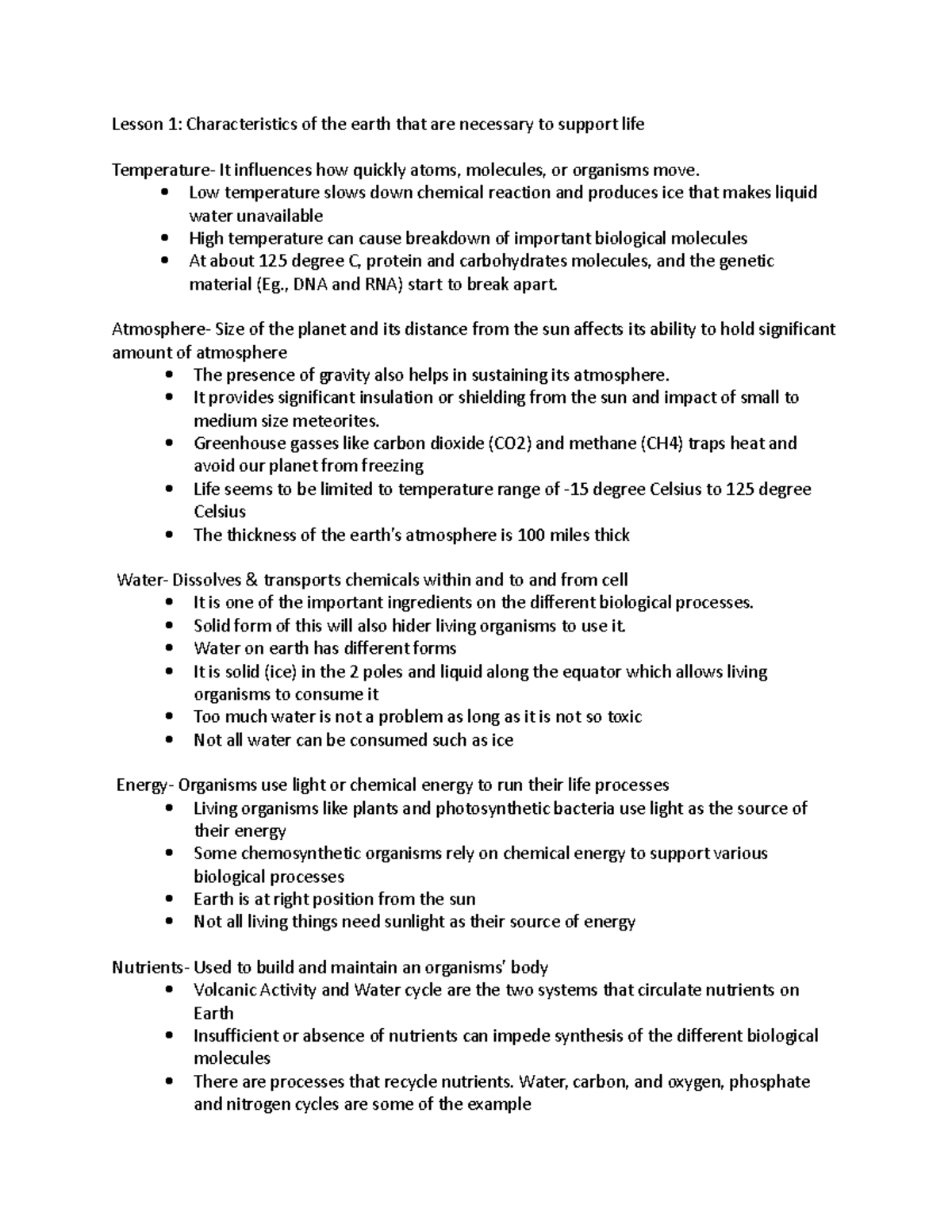 Earth-Science - None - Lesson 1: Characteristics of the earth that are ...