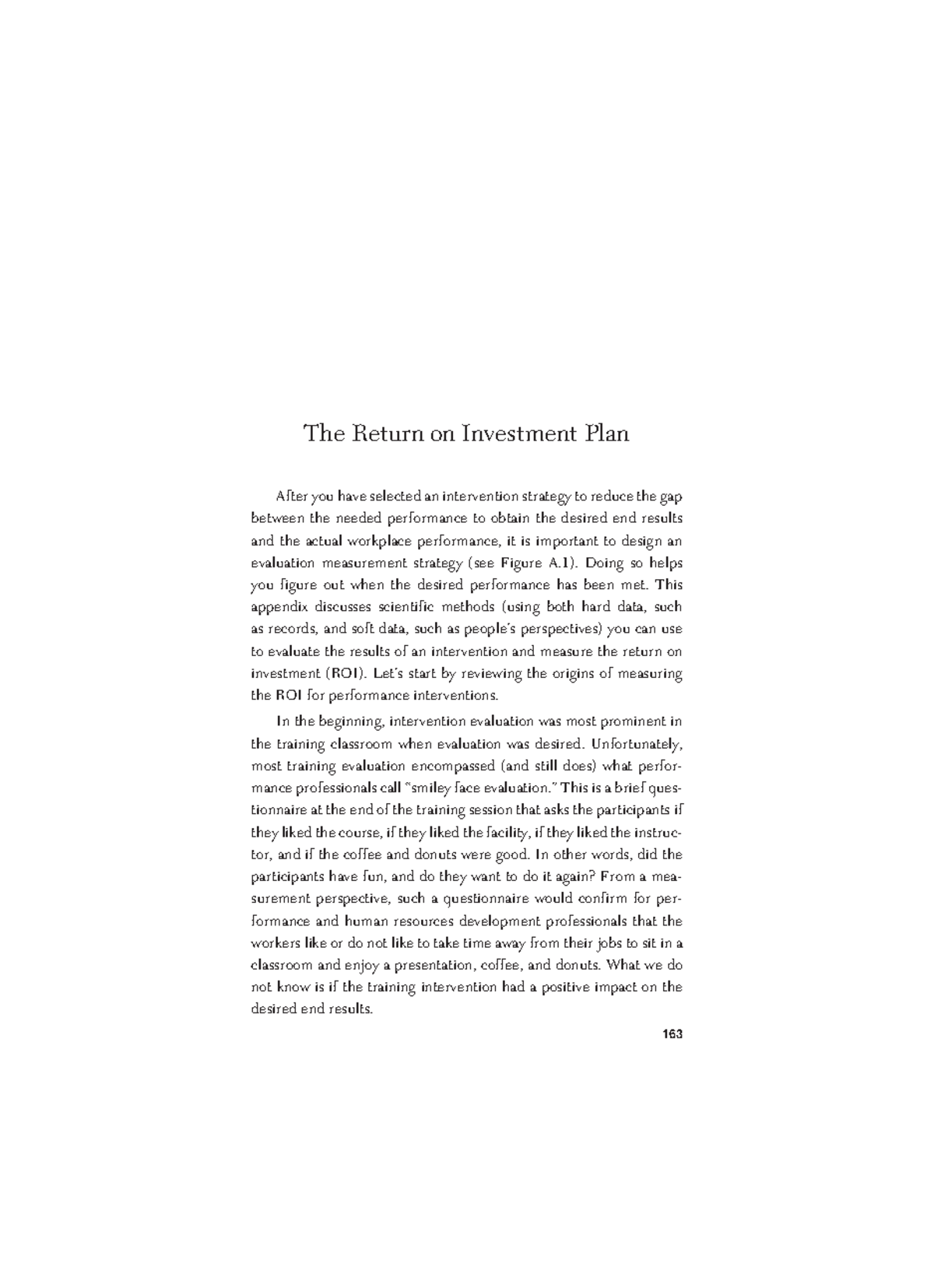The Return on Investment Plan - 163 The Return on Investment Plan After ...