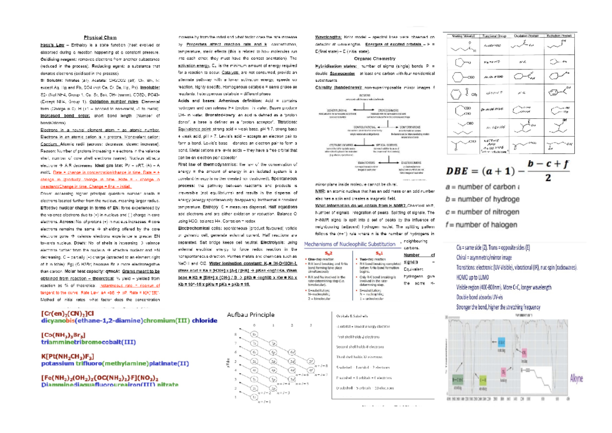 Chem1020 cheat sheet - Physical Chem increase from the initial and what ...