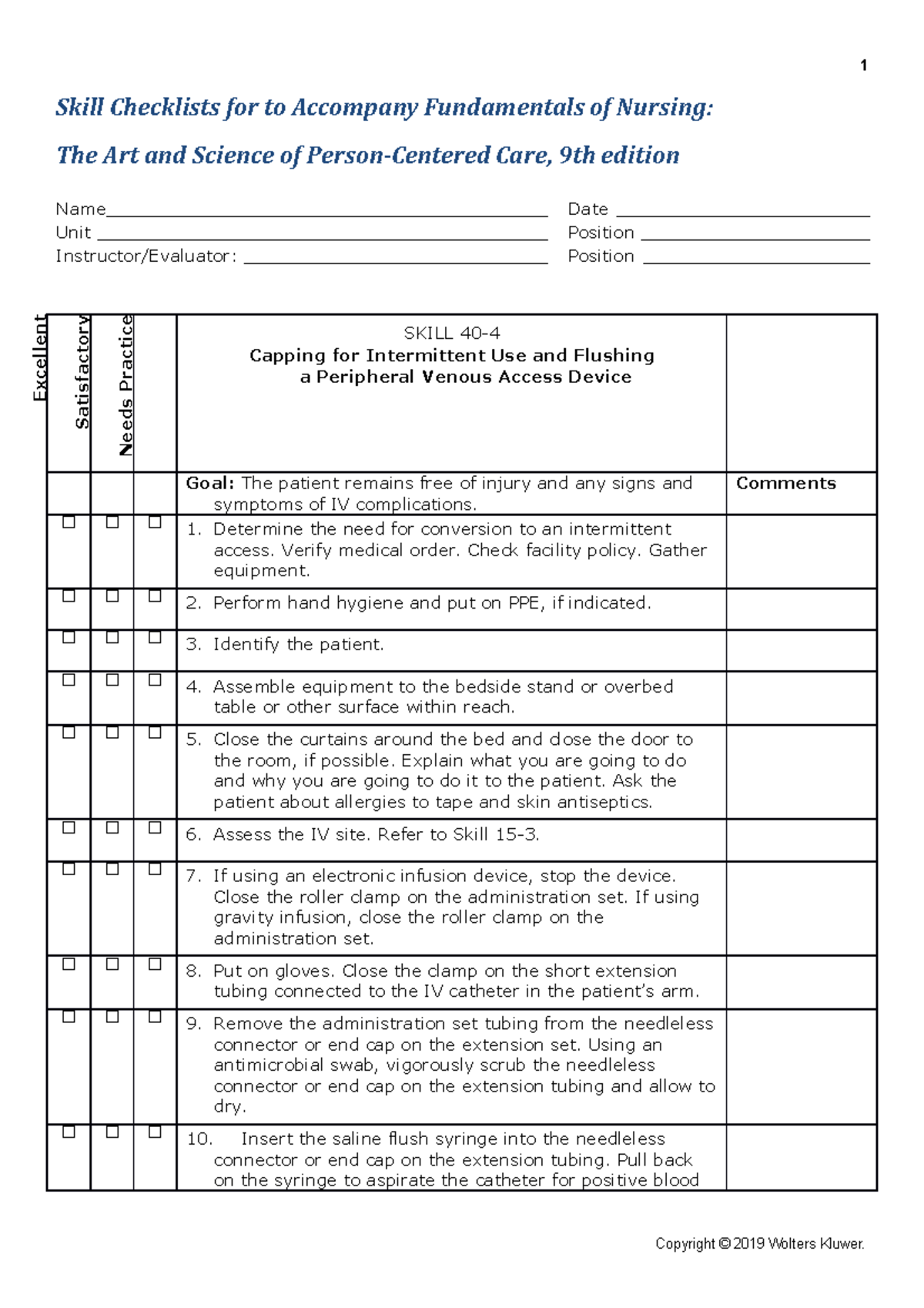Capping for intermittent use and flushing a peripheral venous assess ...