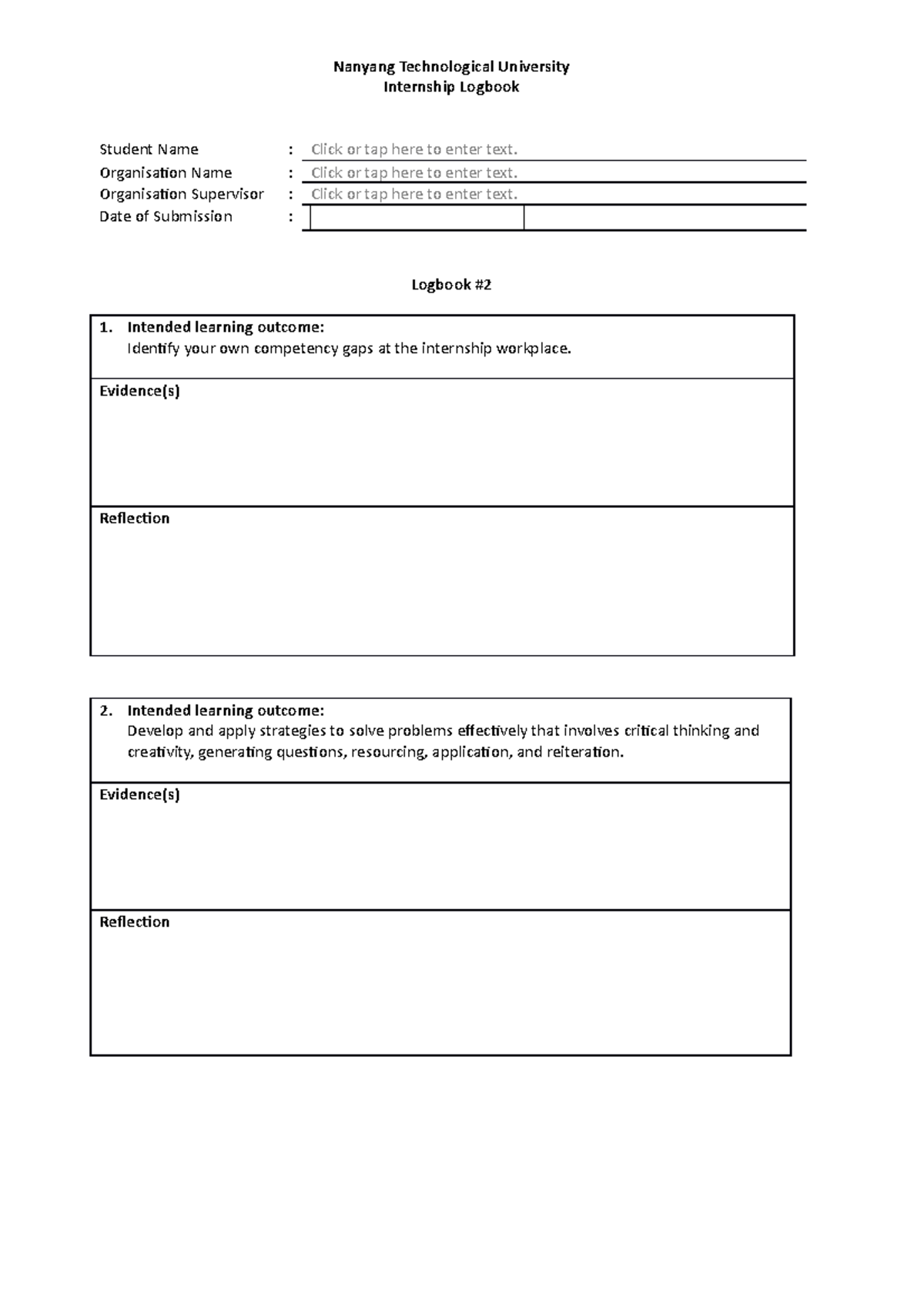 ILO-Logbook 2 NAME - Second ILO logbook to be submitted to CAO online ...