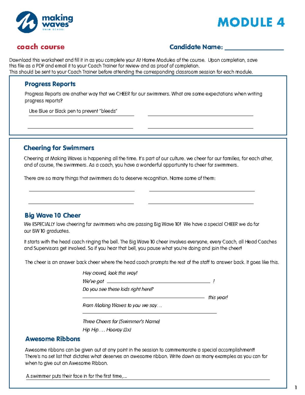 4. Module 4 At Home Worksheet - Progress Reports are another way that ...