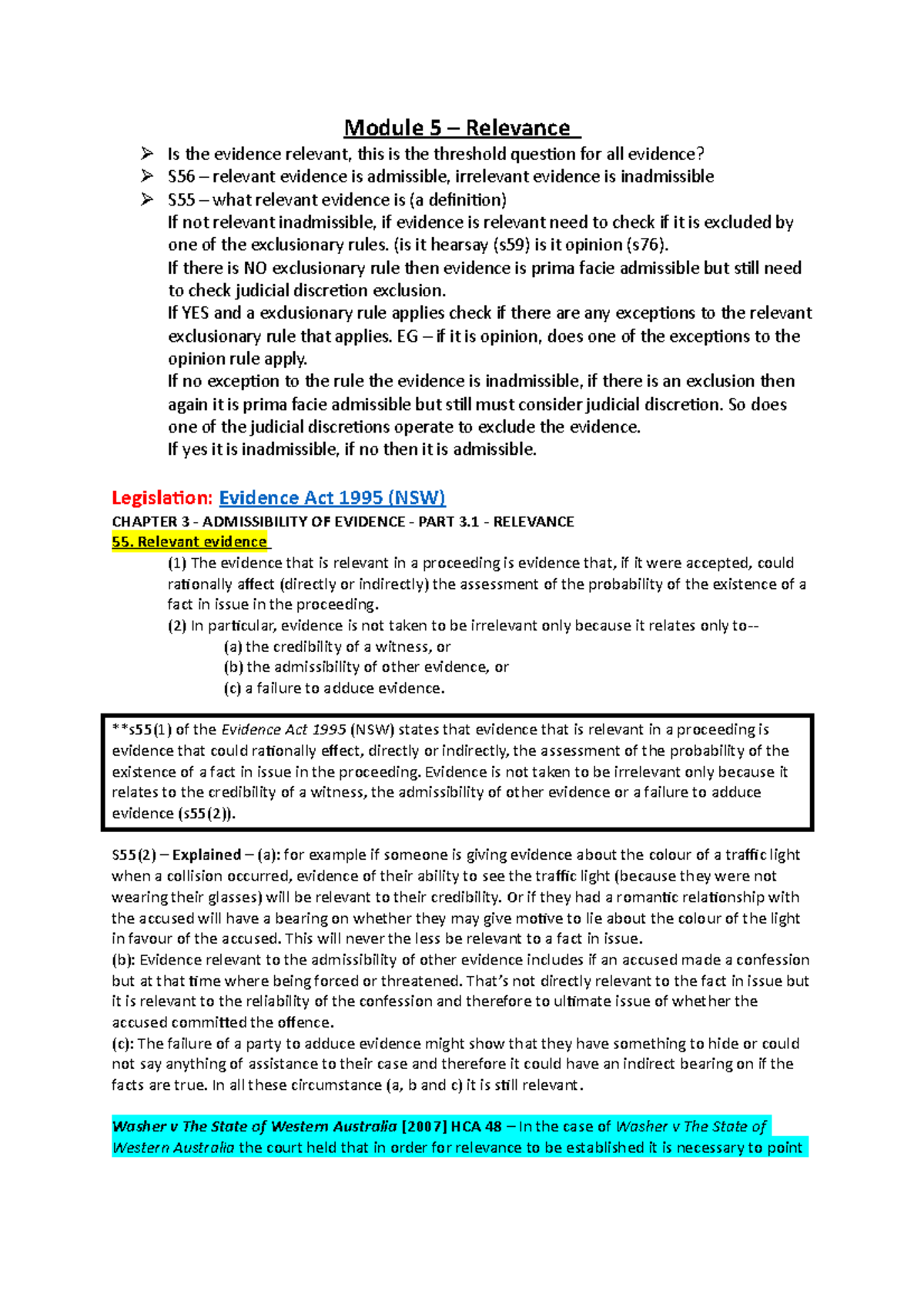 Module 5 - Admissibility and Relevance - Module 5 – Relevance Is the ...