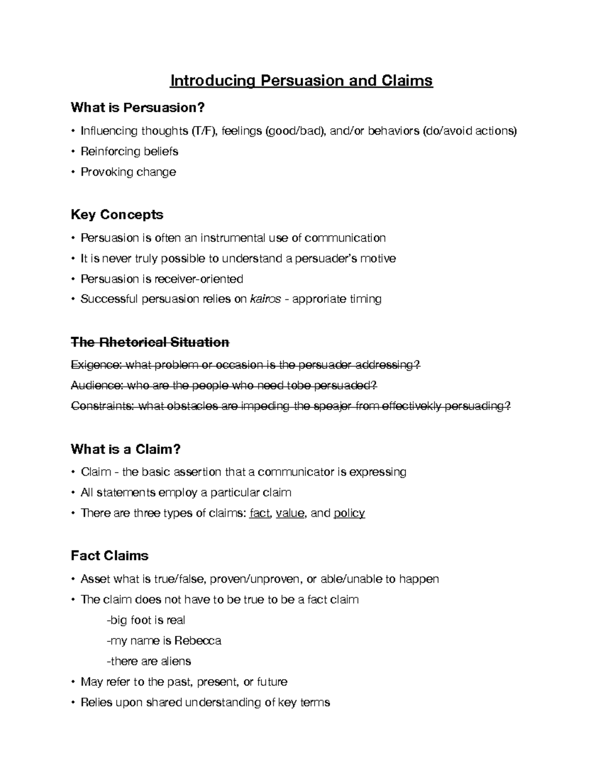 Introducing Persuasion and Claims Lecture Notes - Introducing ...