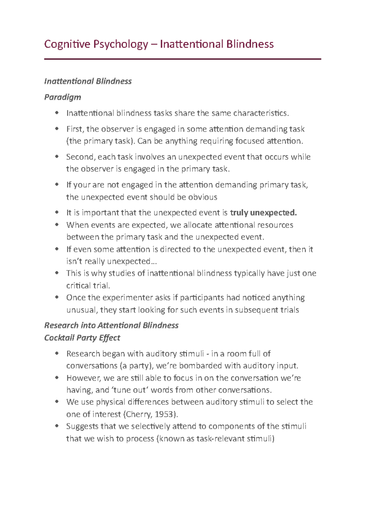 Cognitive Psychology - Inattentional Blindness - Cognitive Psychology ...