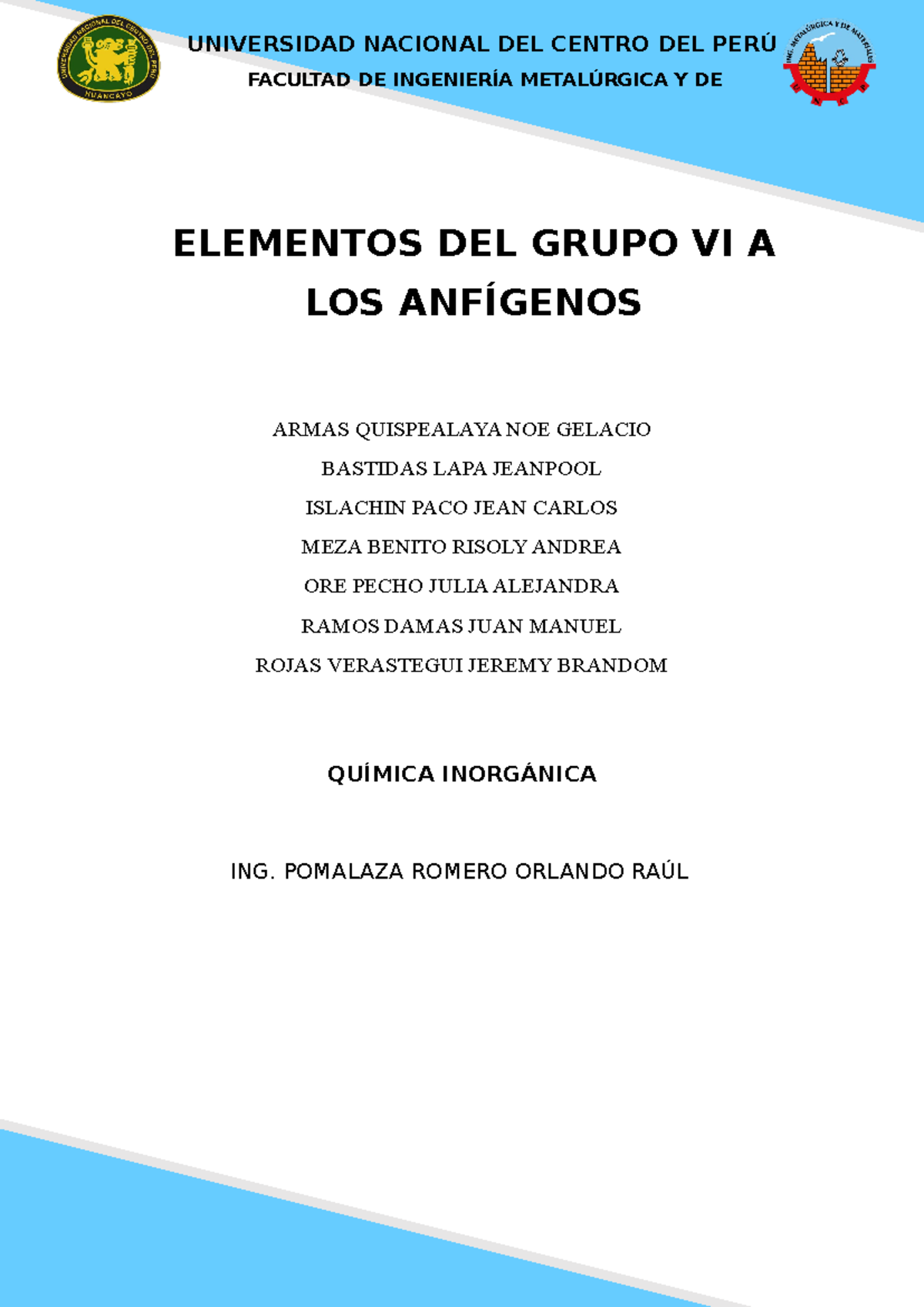 Informe Anfígenosss - es una practica sobre los anfigenos - UNIVERSIDAD ...